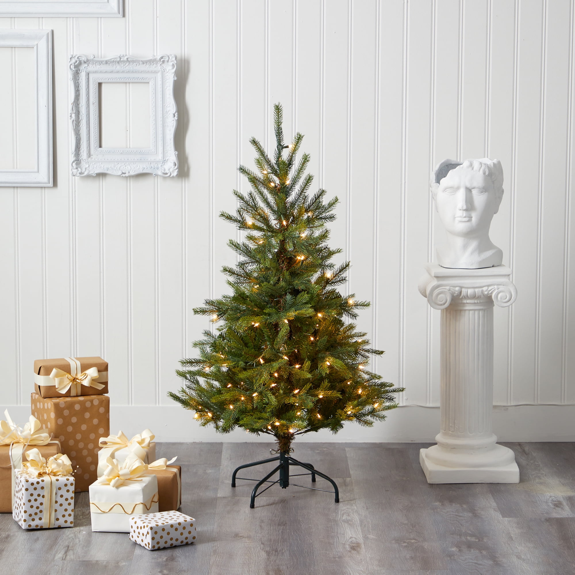 Nearly Natural 4 Green Spruce Artificial Christmas Tree - 100 Clear ...