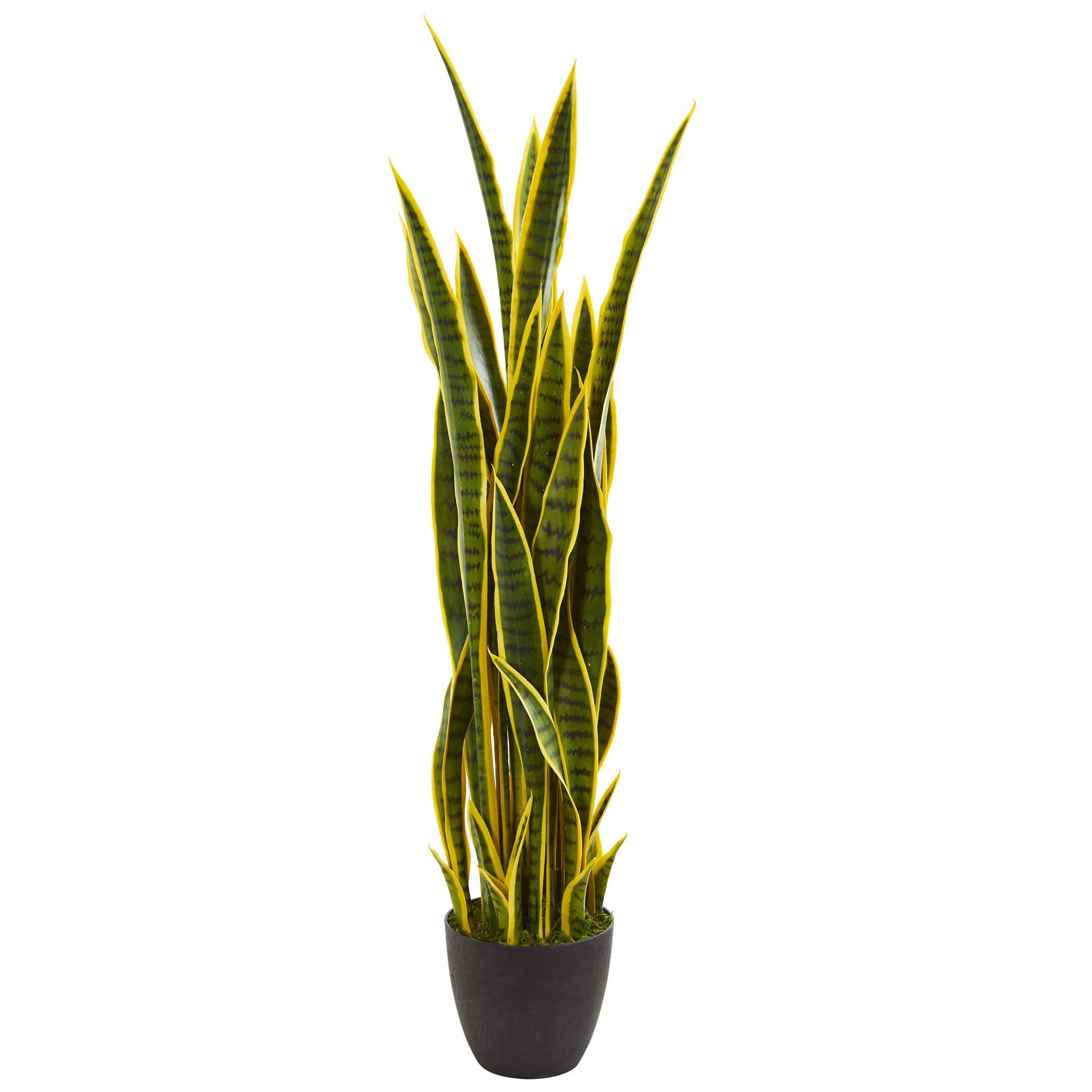 Nearly Natural 4-ft Artificial Tall Snake Plant Sansevieria, Yellow ...