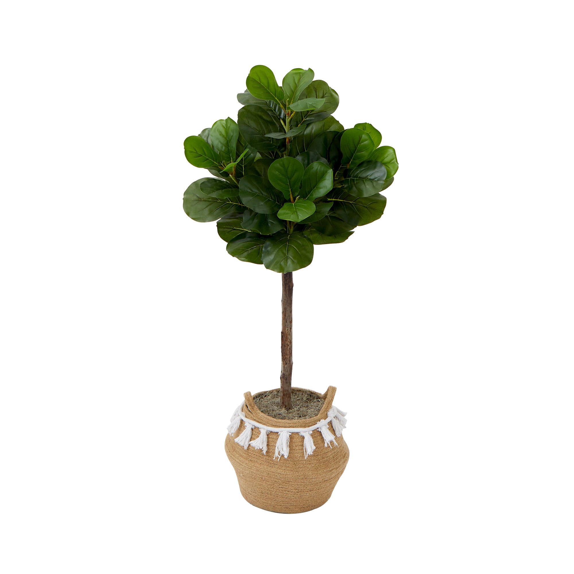 Nearly Natural 4ft. Artificial Fiddle Leaf Fig Tree with Handmade Jute ...