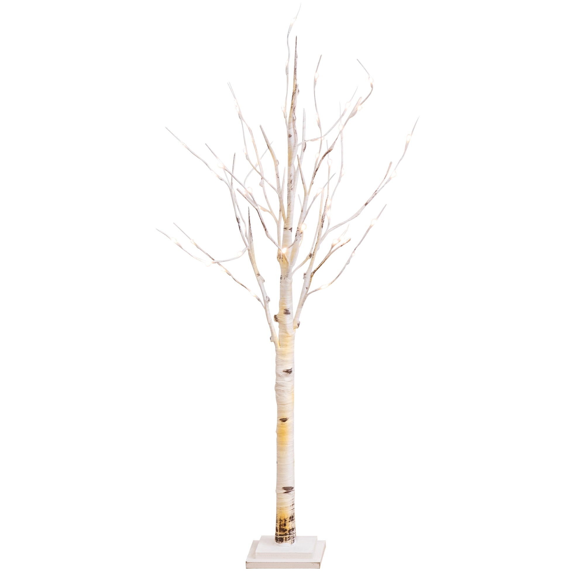 Nearly Natural 4ft. Pre-Lit Birch Tree - White LED Lights - Walmart.com