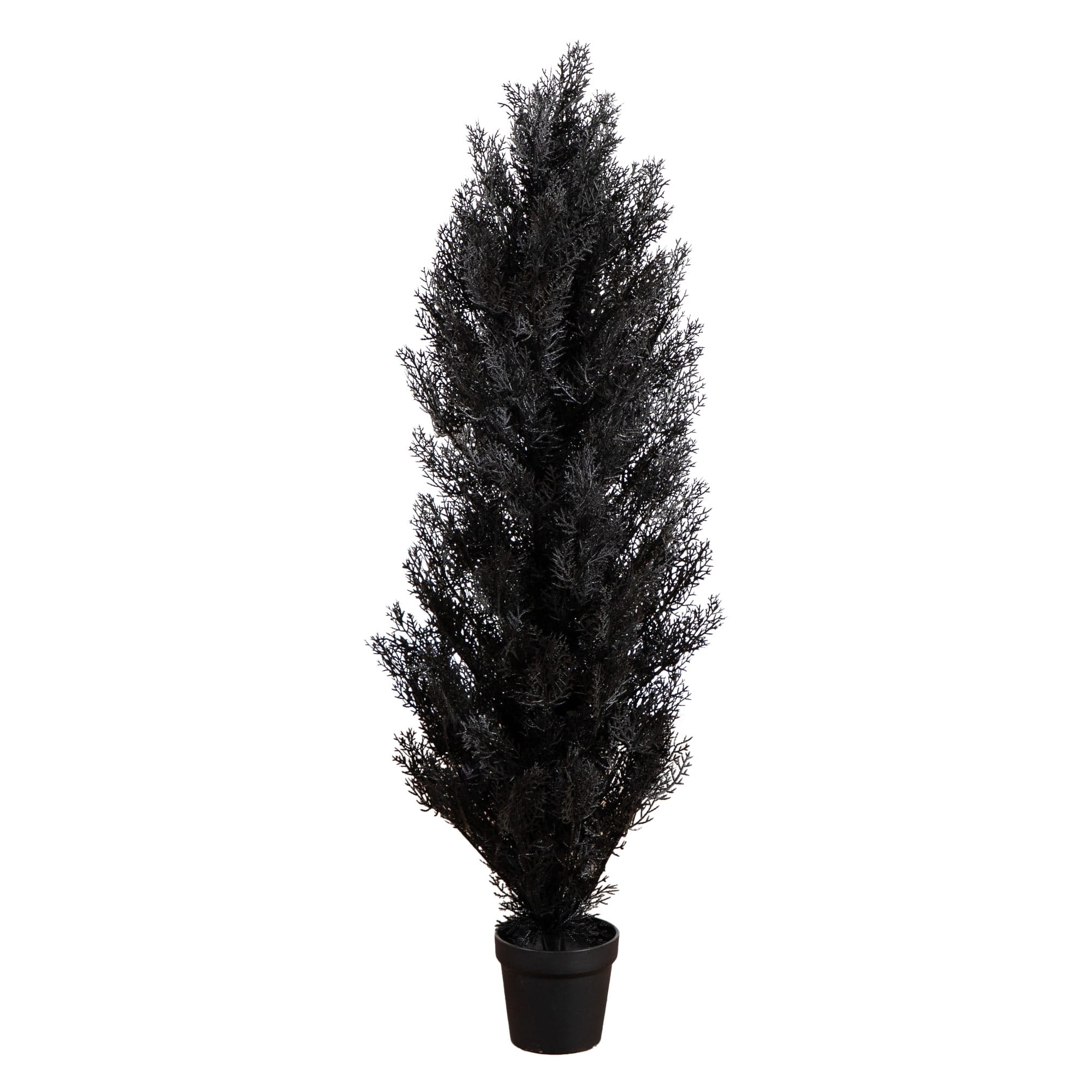 Nearly Natural 4ft. UV Resistant Artificial Halloween Black Cedar Tree ...