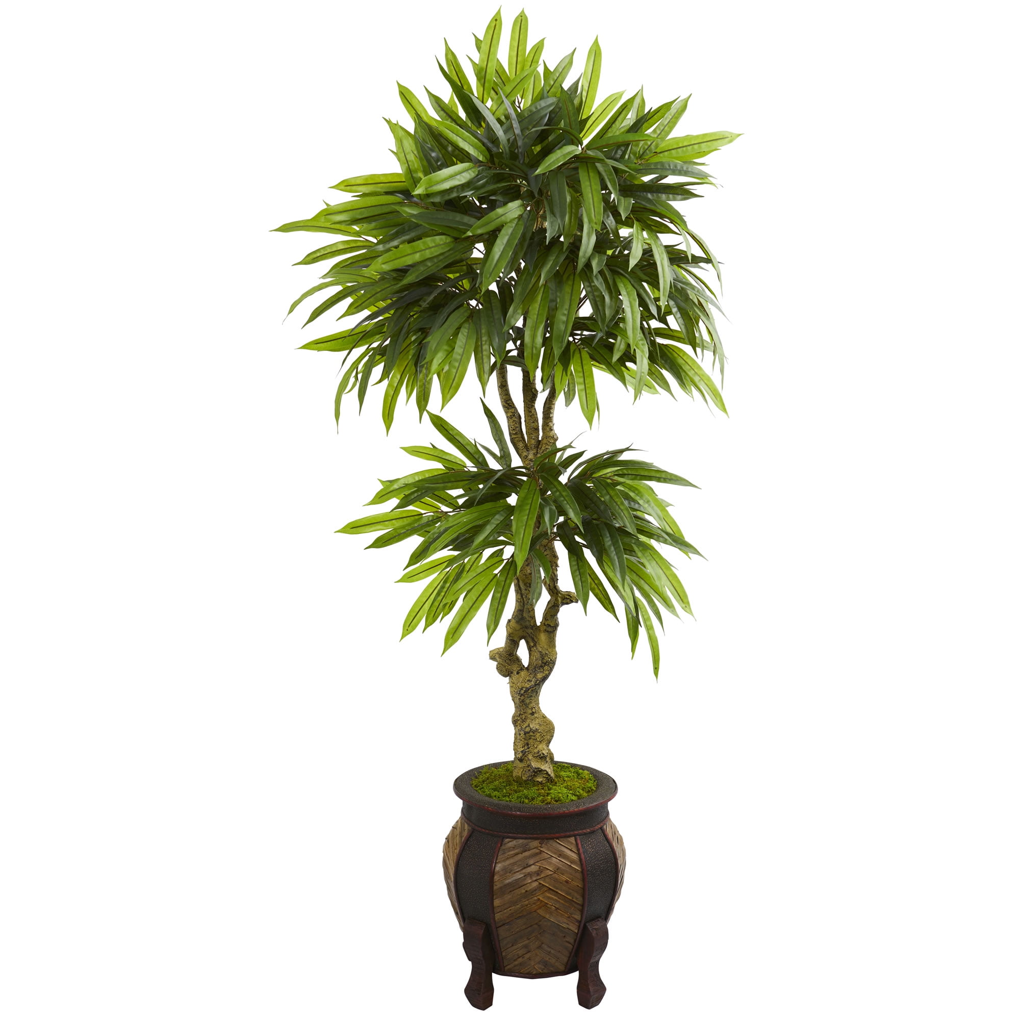 Nearly Natural 5.5 ft. Mango Artificial Tree in Decorative Planter ...