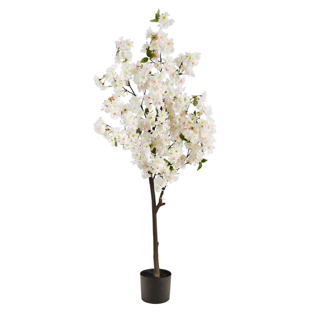 Nearly Natural 5' Cherry Blossom Artificial Tree in Plastic Planter ...