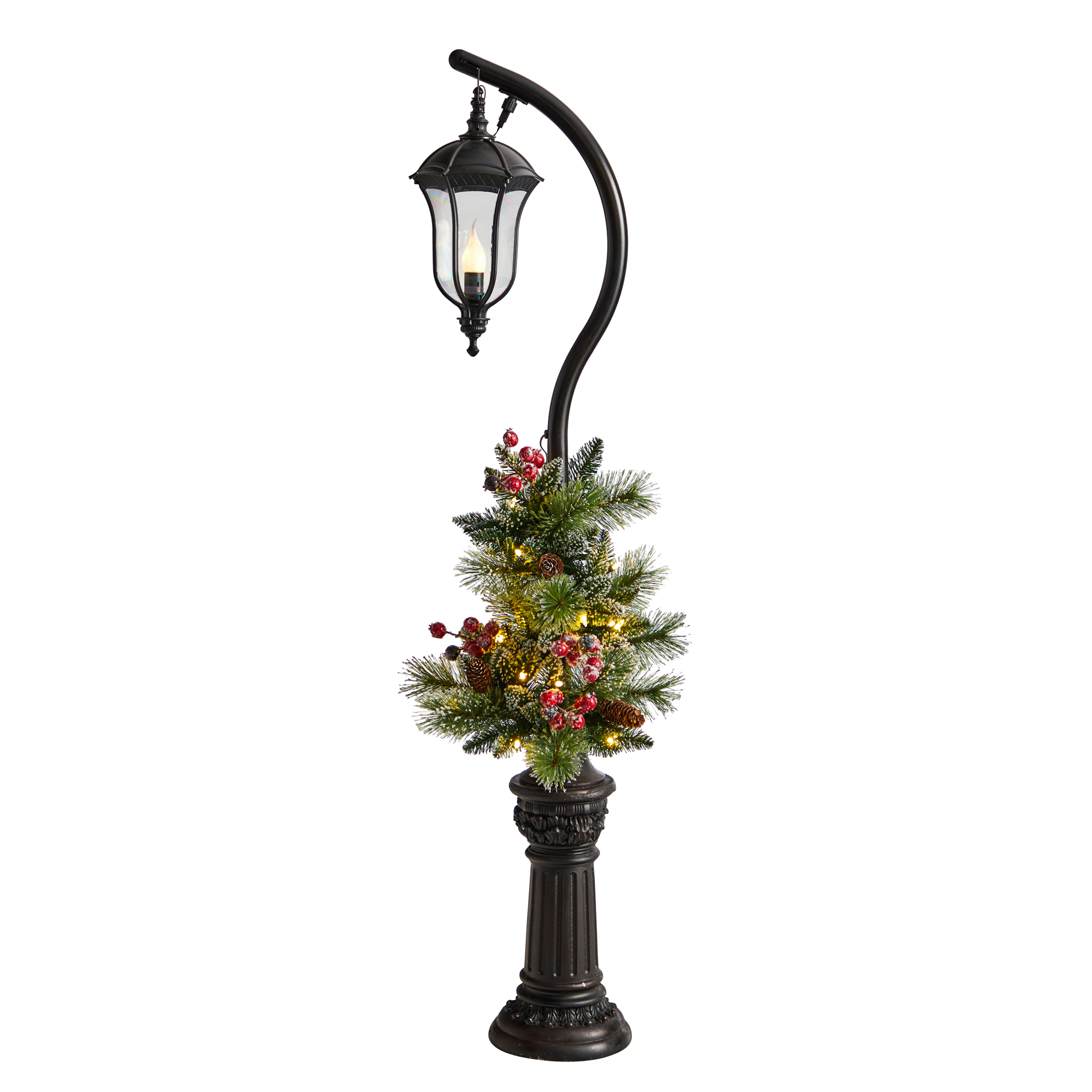 Nearly Natural 5' Holiday Decorated Lamp Post with 30 LED Lights ...