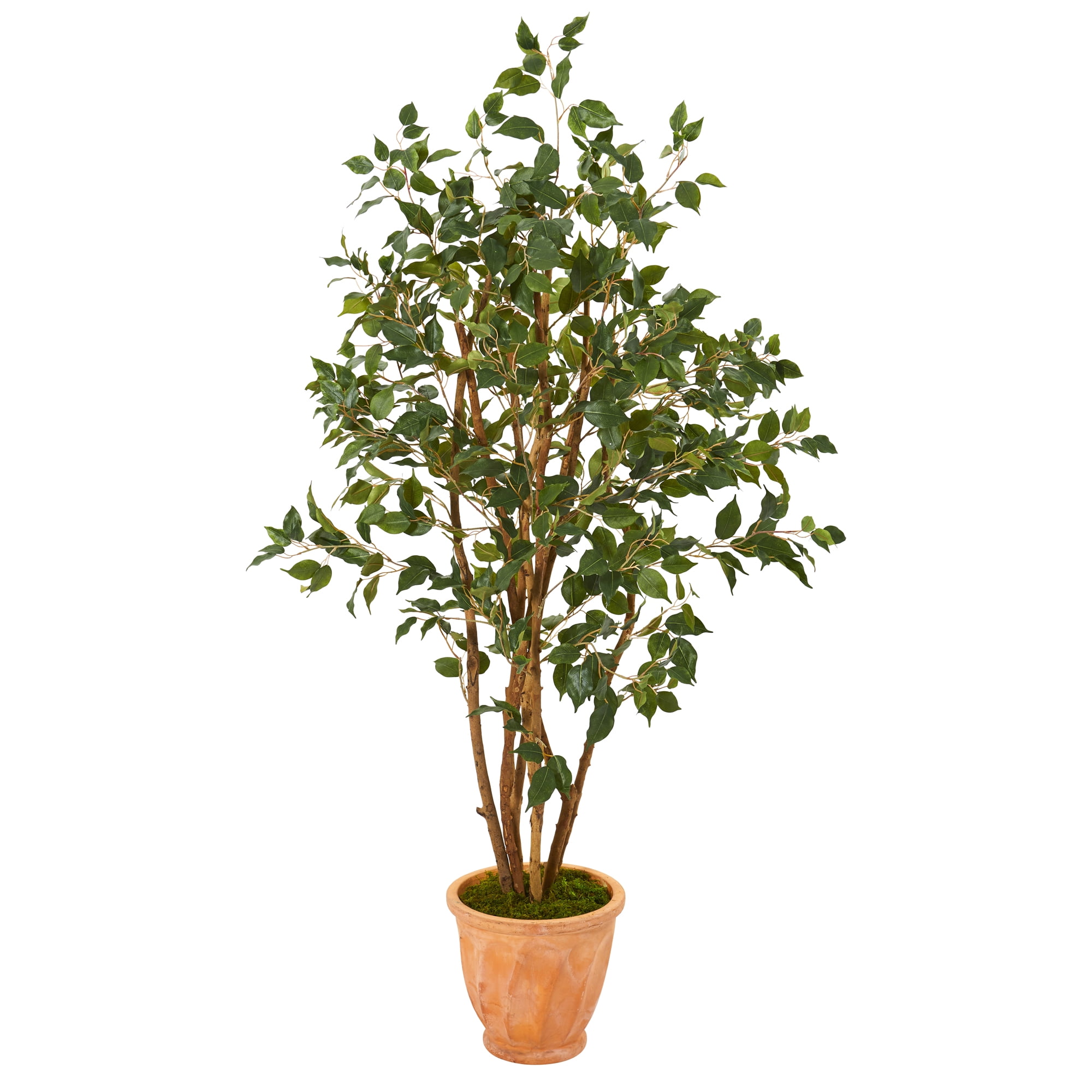 Nearly Natural Ficus Artificial Tree - Terracotta Planter - Walmart.com