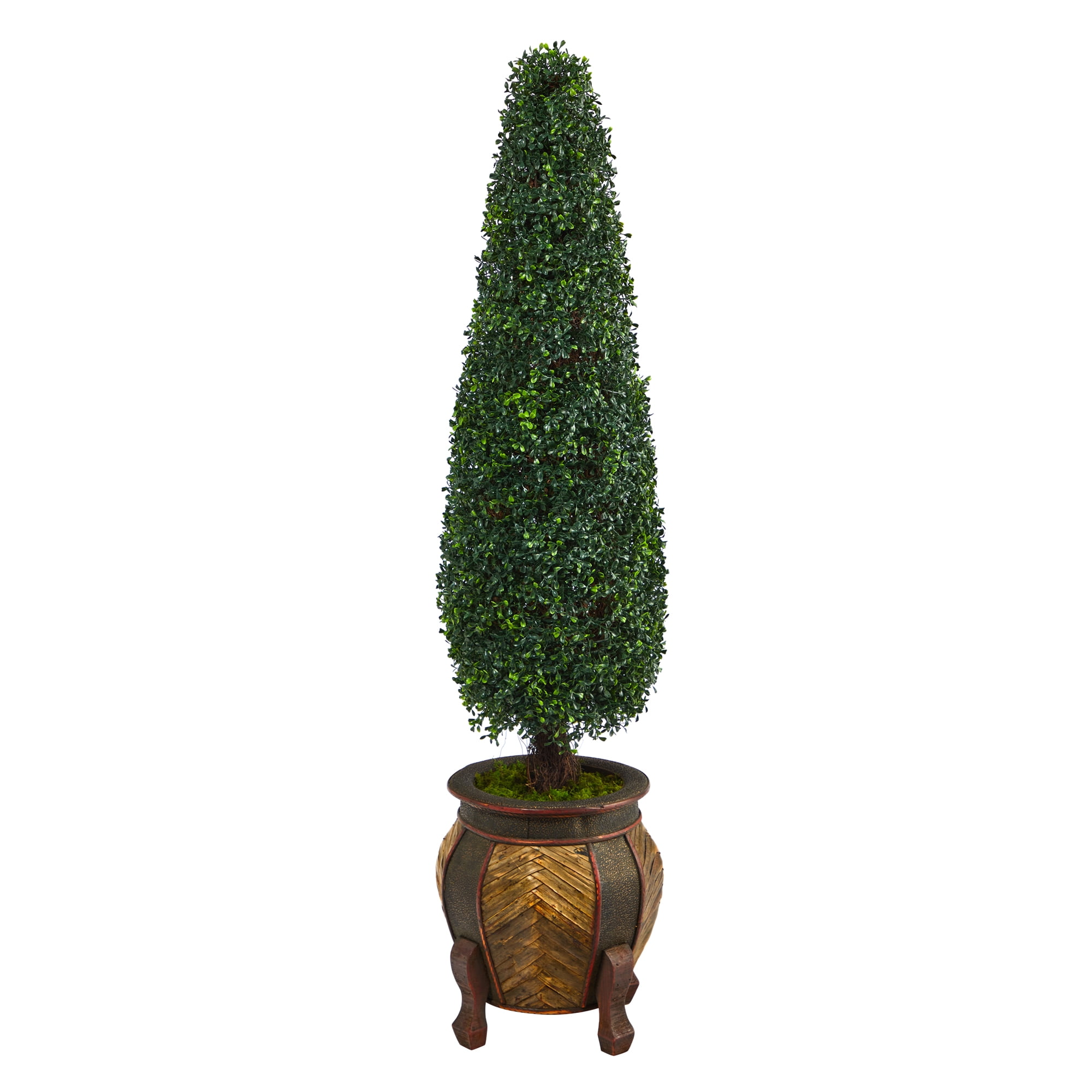 Nearly Natural 59" Plastic Boxwood Artificial Topiary, Green - Walmart.com