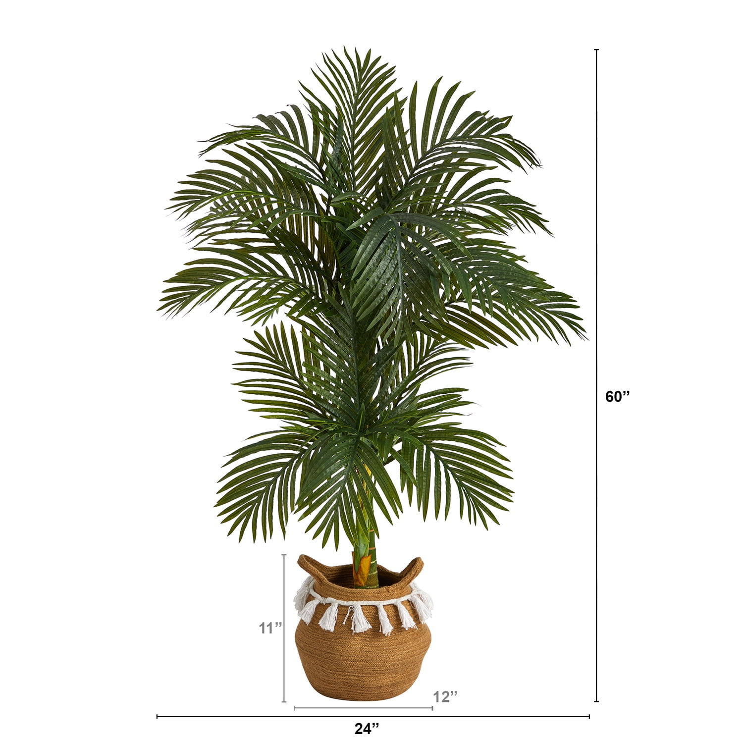 Nearly Natural 5ft. Artificial Double Stalk Golden Cane Palm Tree ...