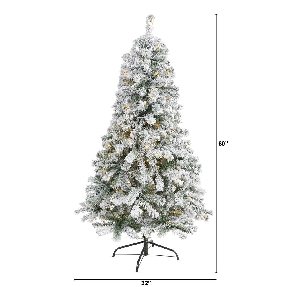 Nearly Natural 5ft. Flocked Rock Springs Spruce Artificial Christmas ...