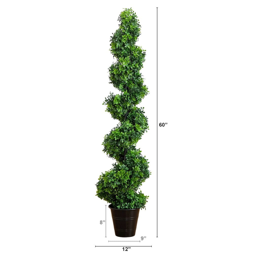 Nearly Natural 5ft. UV Resistant Boxwood Spiral Topiary Artificial Tree ...