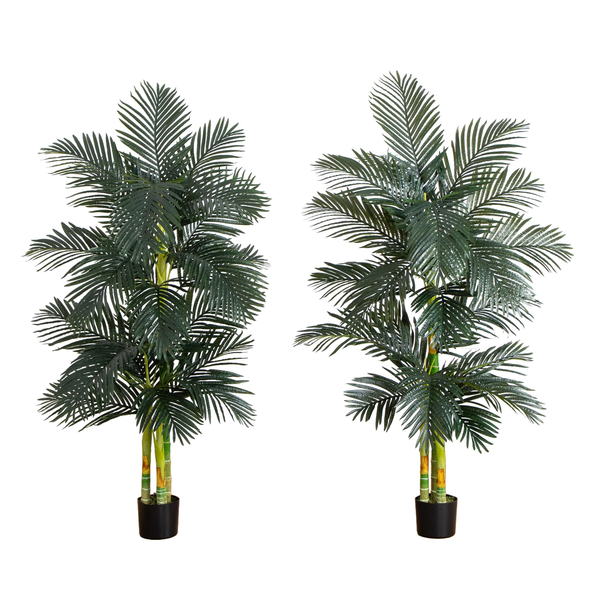 Nearly Natural 6-FT Artificial Golden Cane Palm Tree 2 Fake Palm Trees ...