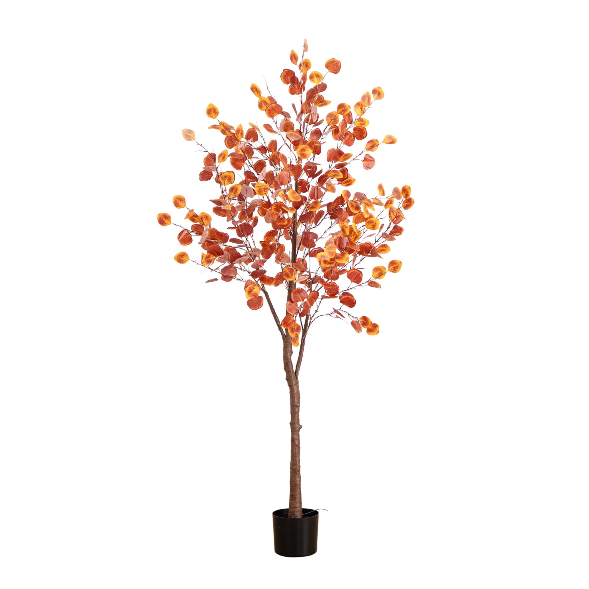 Nearly Natural 6-FT Pre-lit Artificial Autumn Eucalyptus Tree with 300 ...