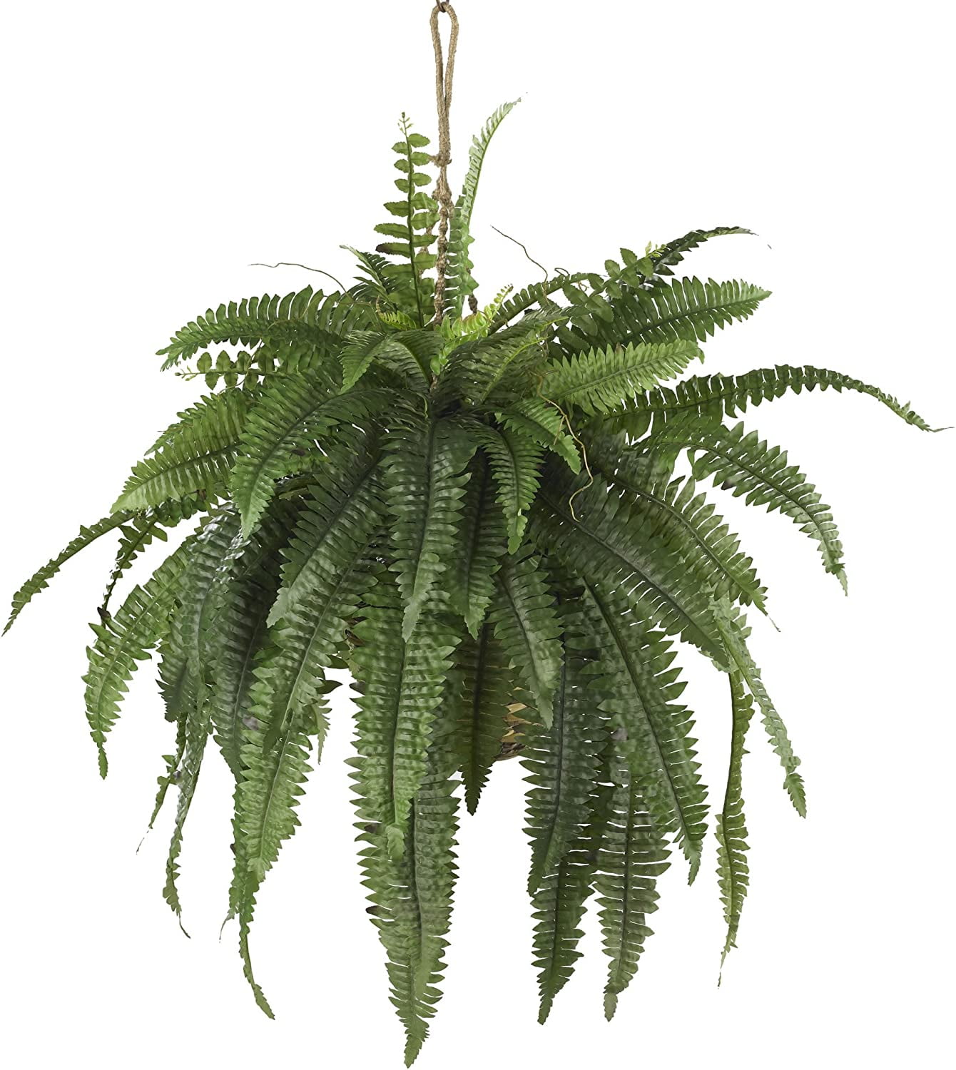 Nearly Natural 6774 22in. Large Boston Fern Hanging Basket,Green ...