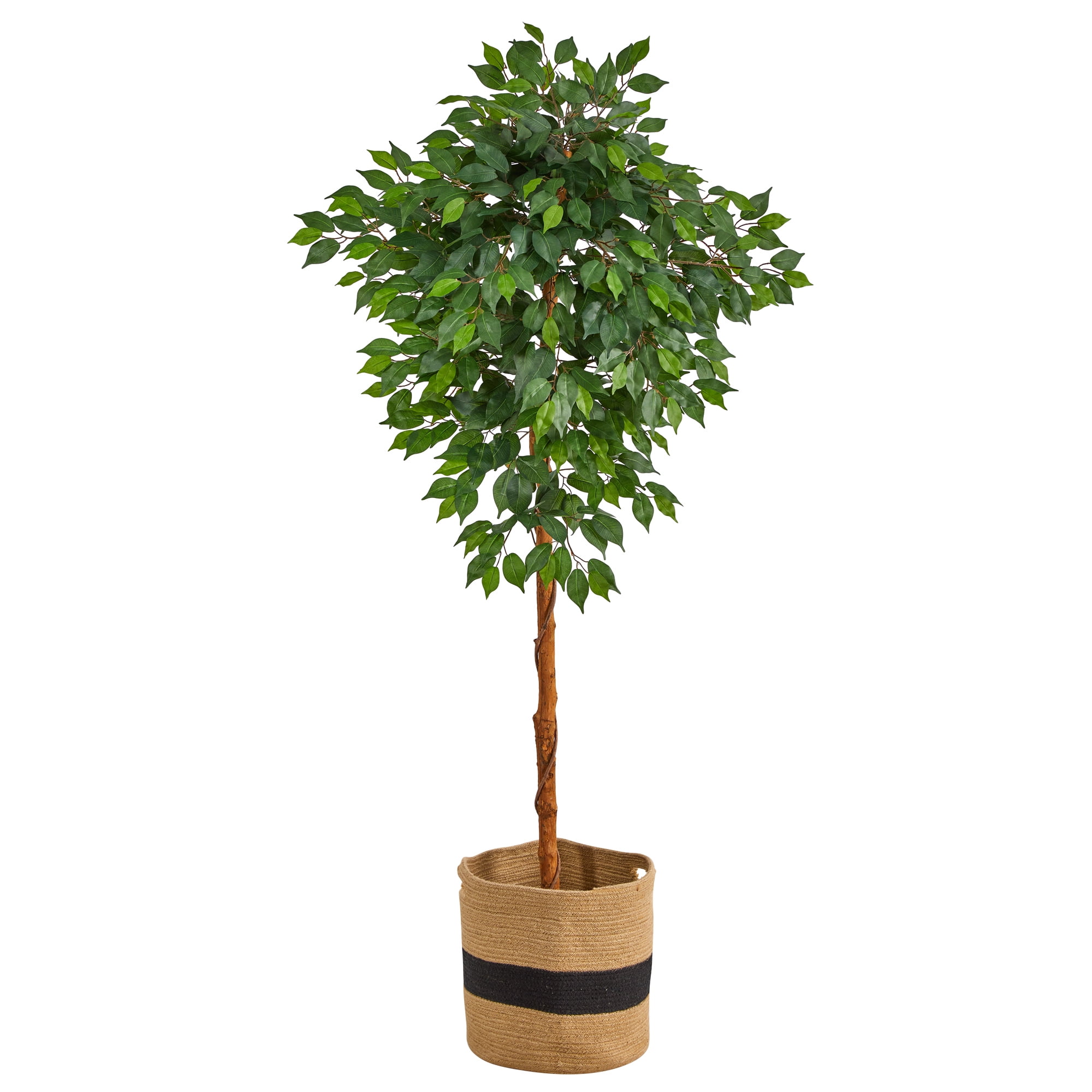 Nearly Natural 6ft. Artificial Ficus Tree with Handmade Jute & Cotton ...