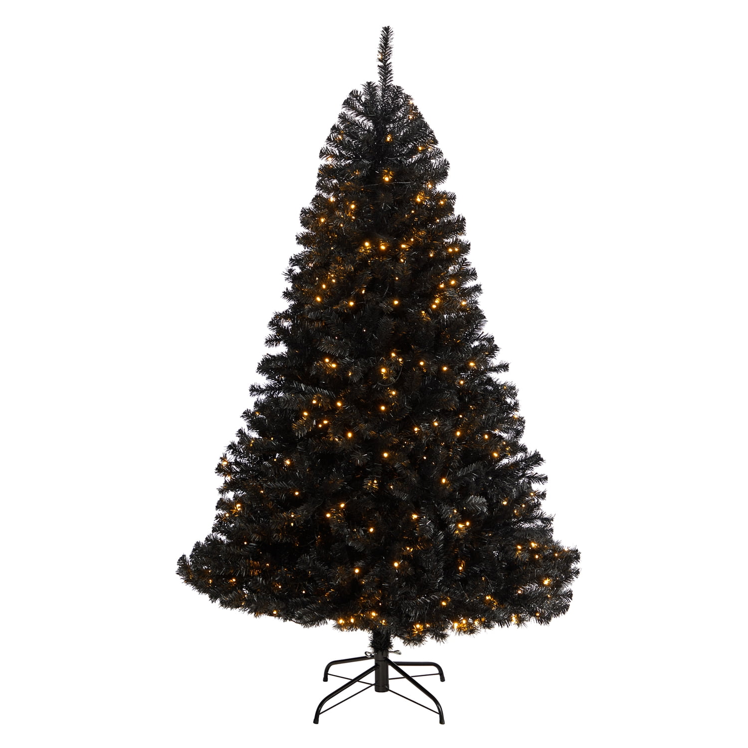 Nearly Natural 6ft. Black Artificial Christmas Tree with 400 Clear LED ...