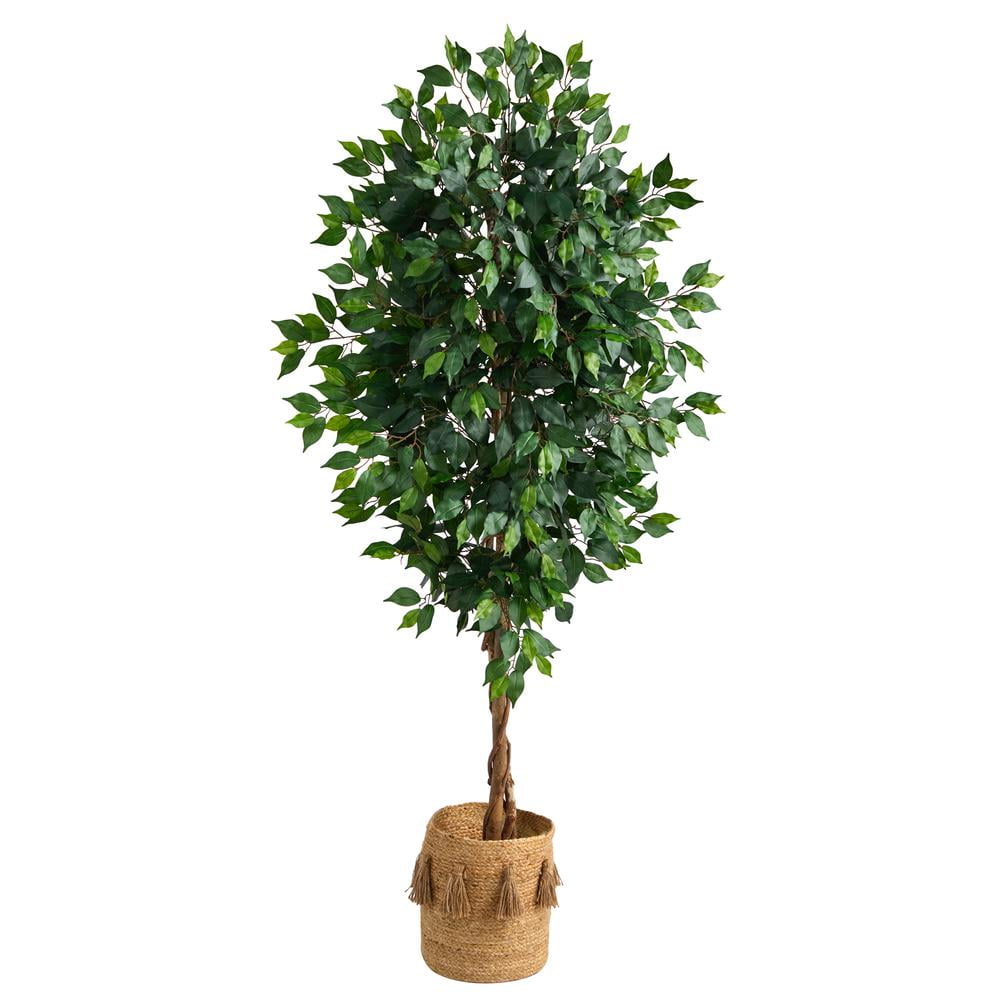 Nearly Natural 6ft. Ficus Artificial Tree with Natural Trunk in ...