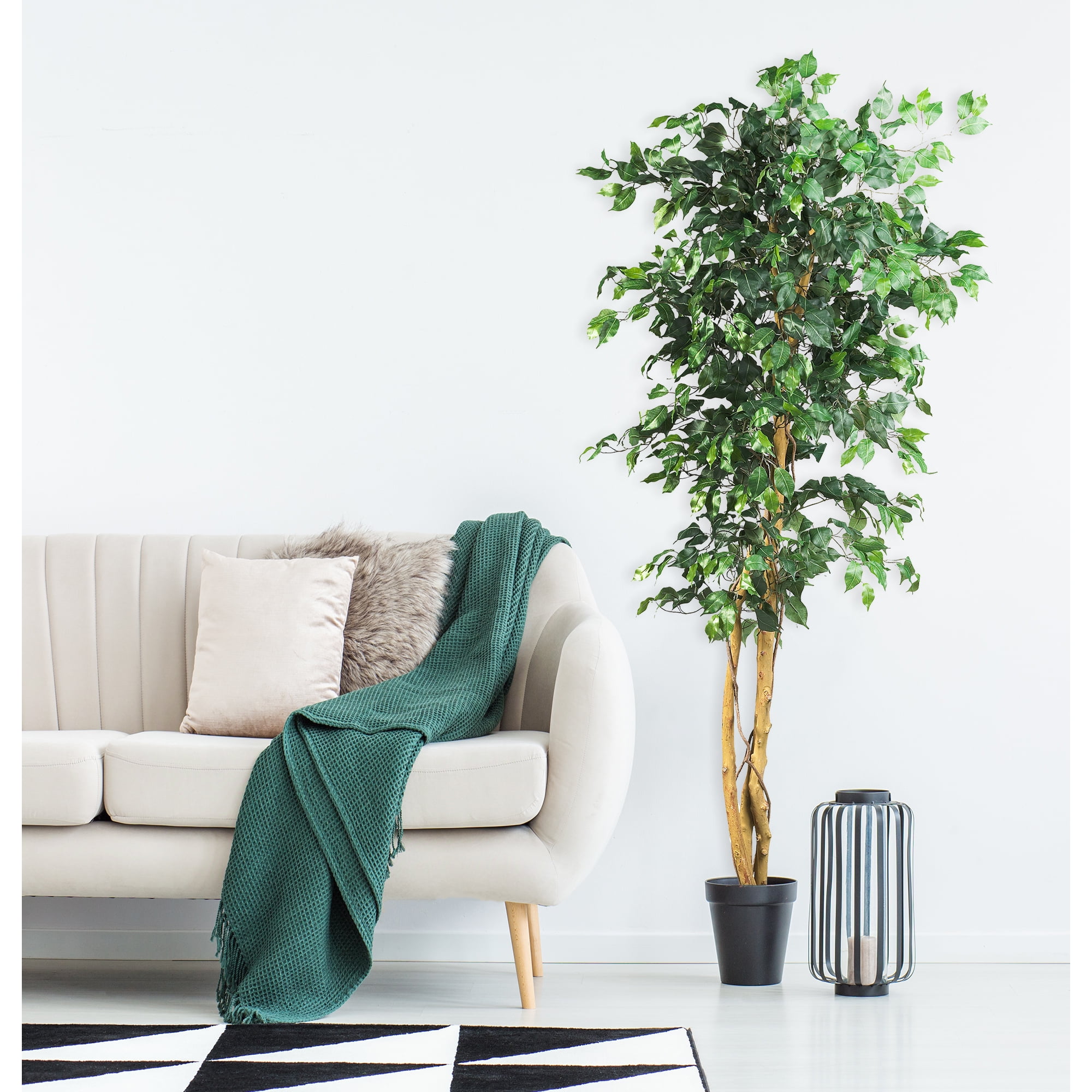 Nearly Natural Ficus Silk Artificial Potted Tree - 6' - Green - Walmart.com