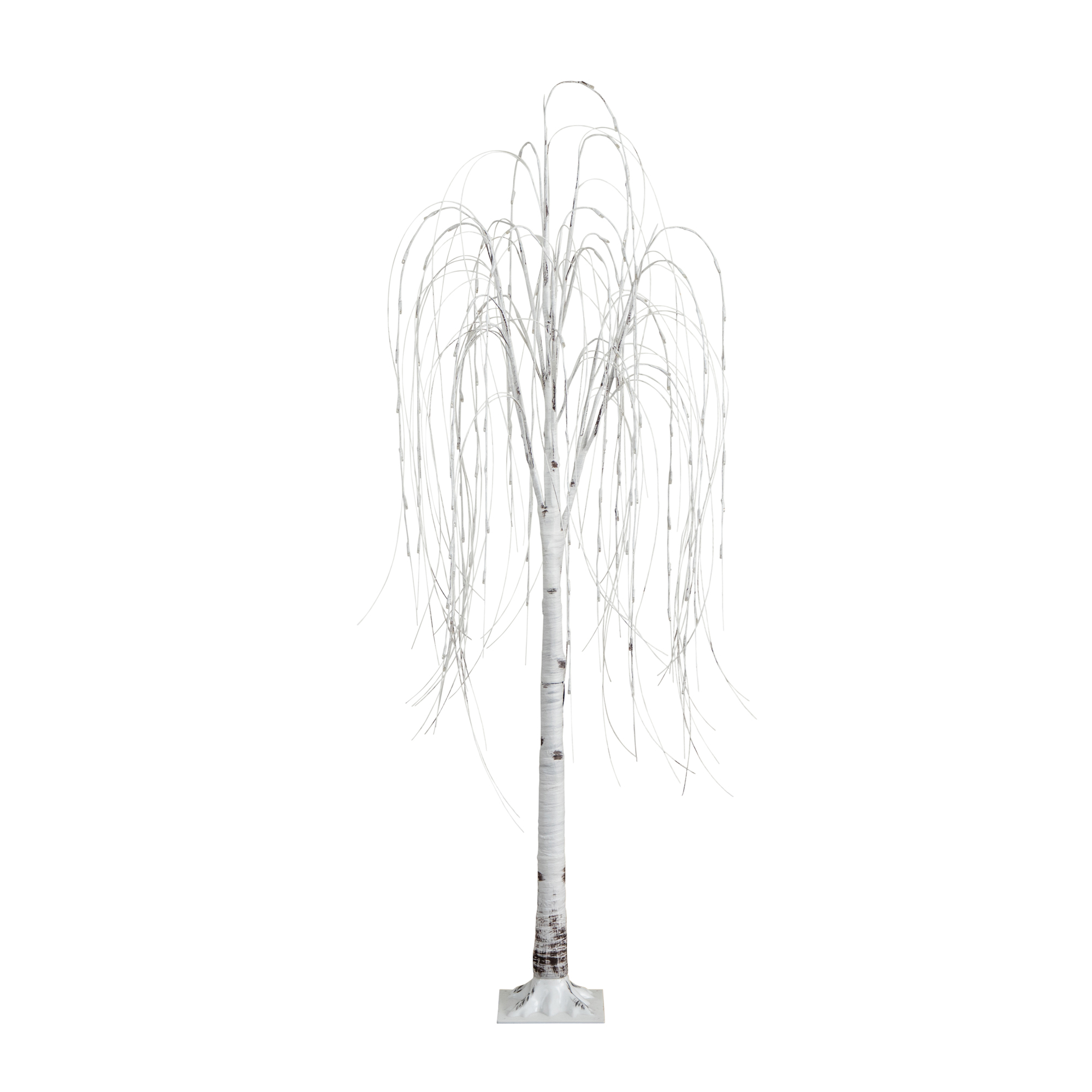 Nearly Natural 6ft Pre-Lit Artificial White Weeping Willow Tree with ...