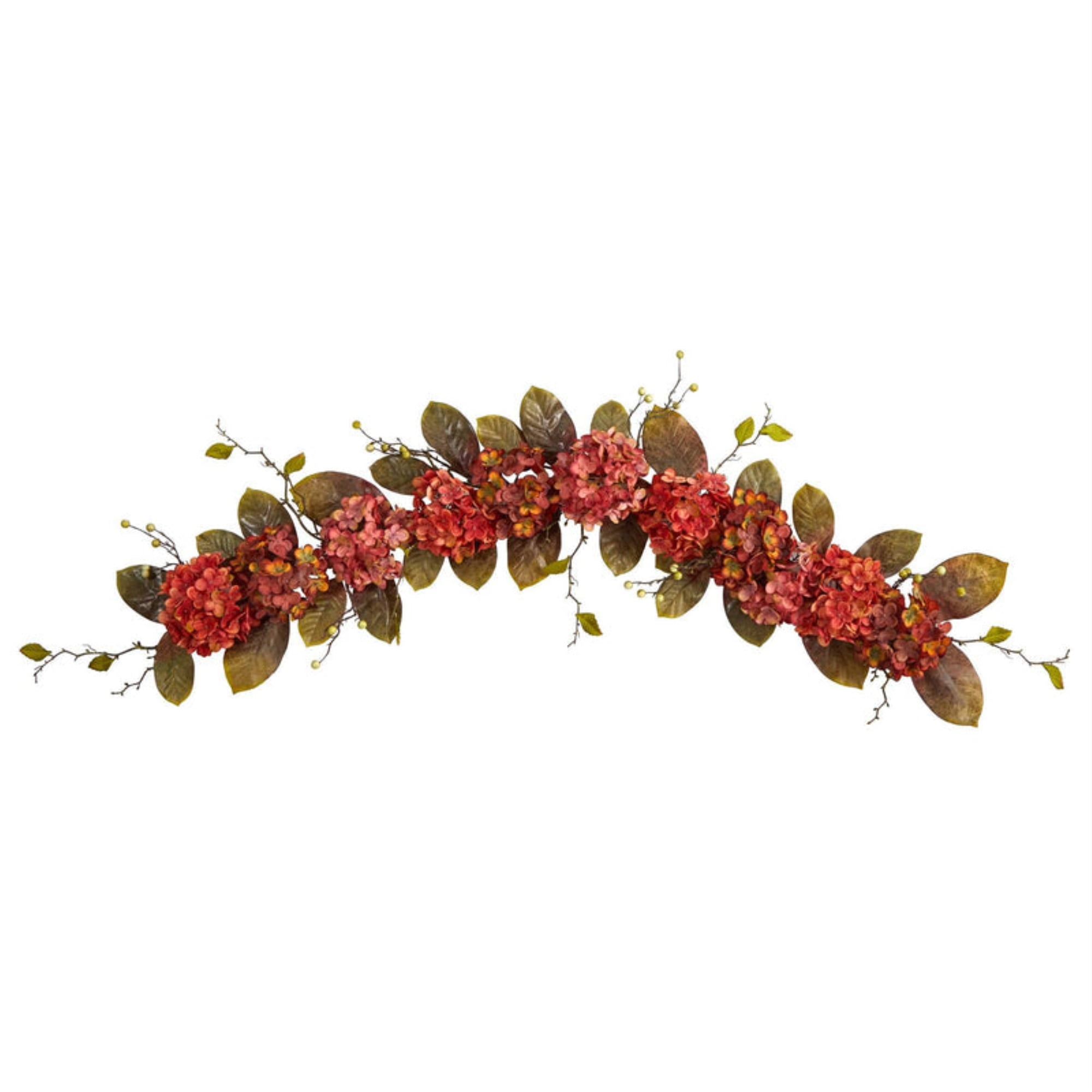 Nearly Natural 72" Fall Hydrangea and Berry Artificial Autumn Garland ...