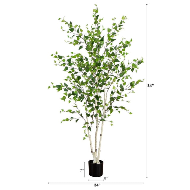 Nearly Natural 7ft. Artificial Birch Tree with Real Touch Leaves ...