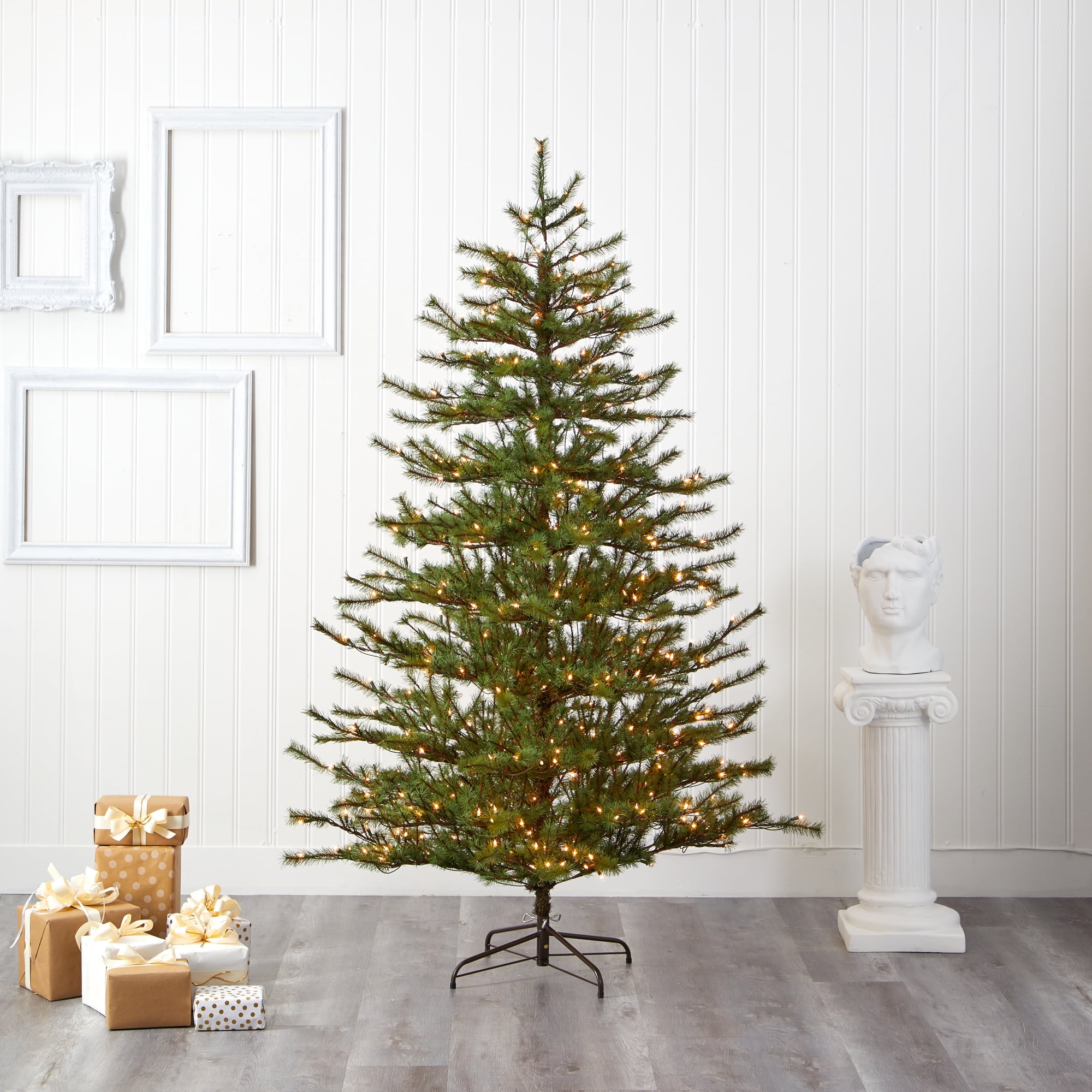 Nearly Natural 7ft Vancouver Mountain Pine Christmas Tree w/ 450 Clear ...