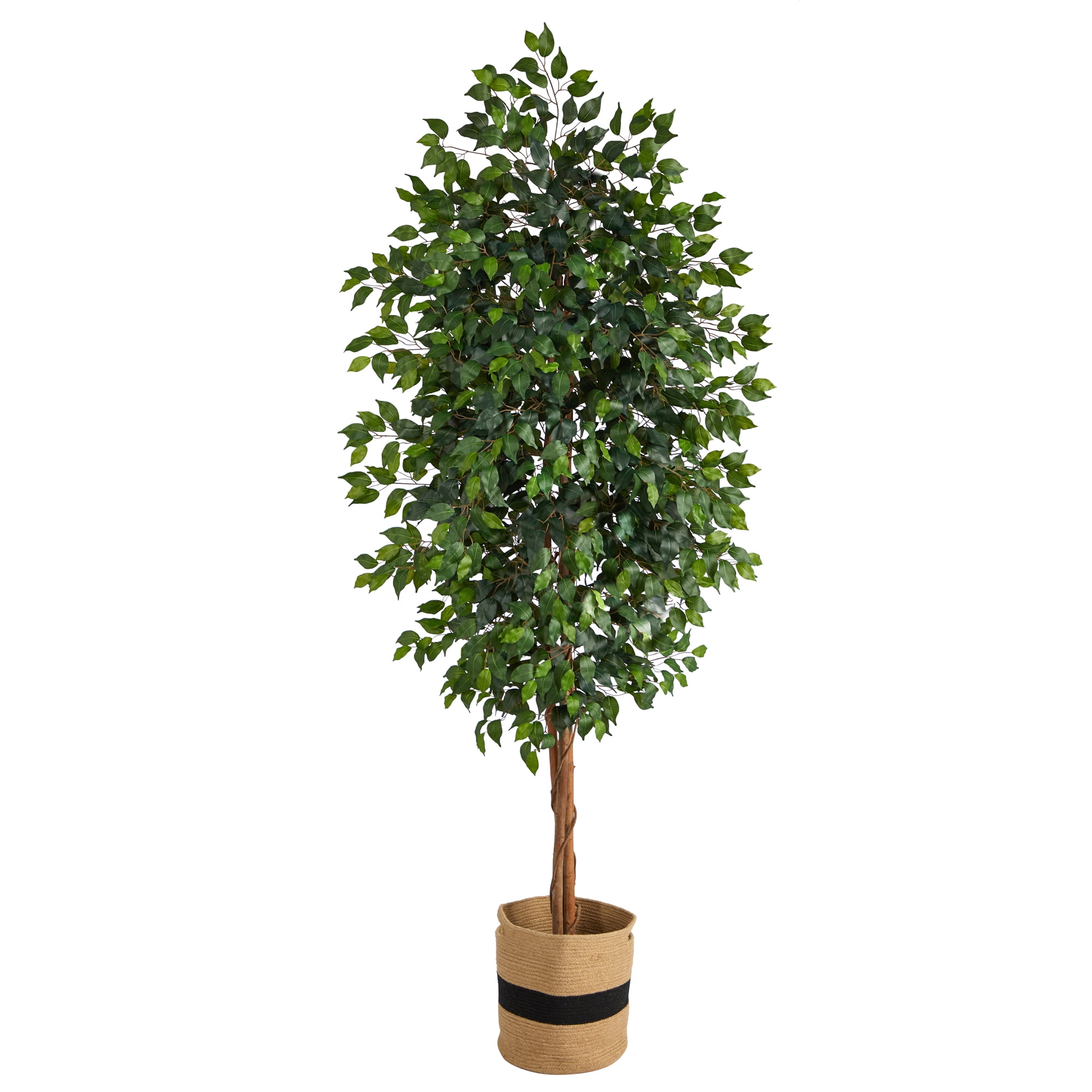Nearly Natural 8' Ficus Artificial Tree in Handmade Natural Cotton ...