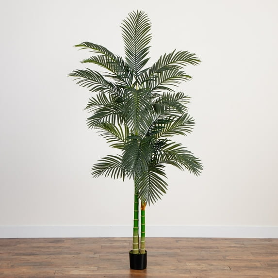 Nearly Natural, Large 8' Tall, Faux Golden Cane Palm Tree for Indoor ...
