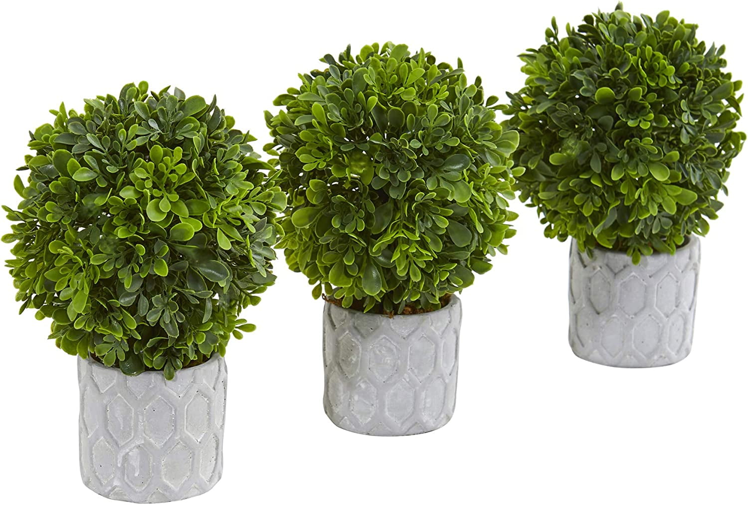 Nearly Natural 9in. Boxwood Artificial Mini Topiary (Set of 3 ...