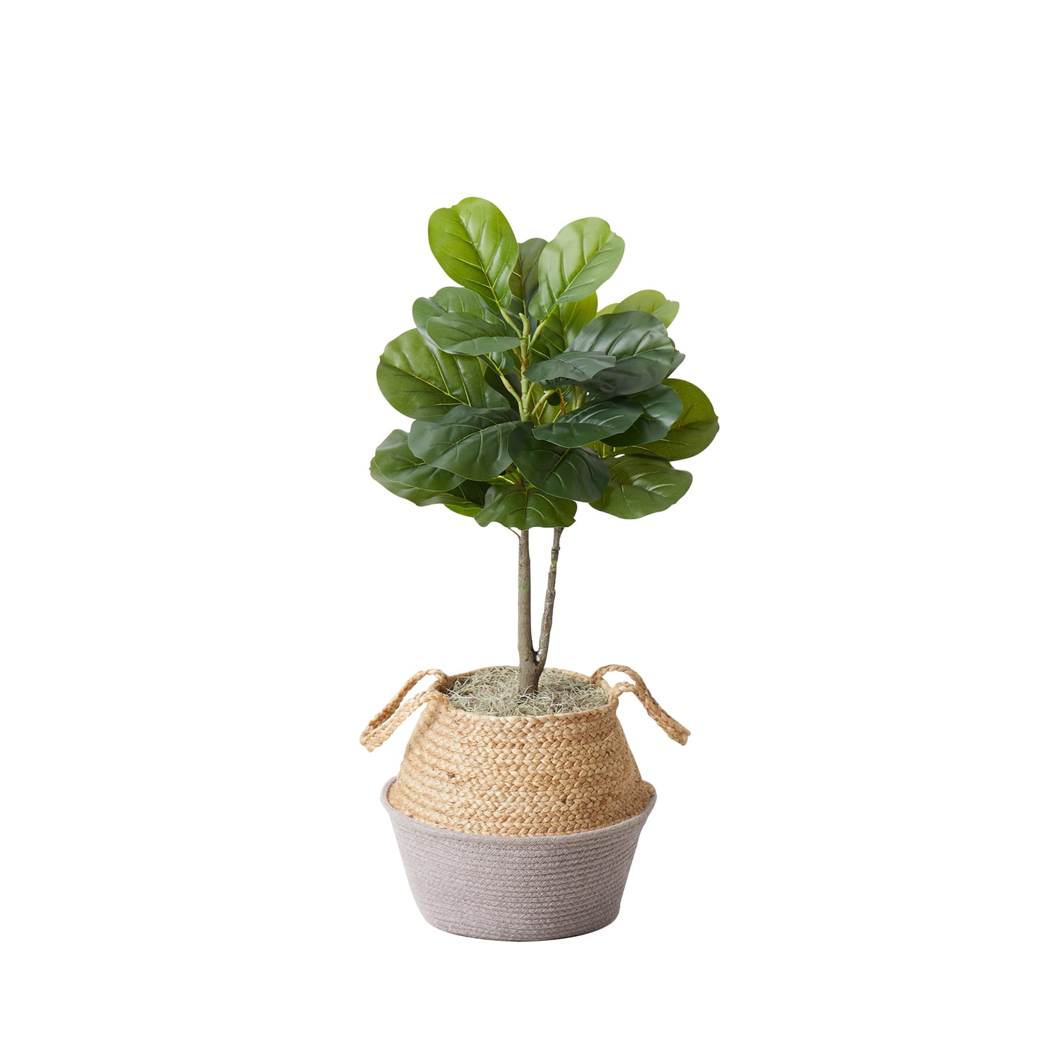 Nearly Natural Artificial Fiddle Leaf Fig Tree with Handmade Cotton ...