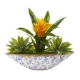 Nearly Natural Bromeliad and Agave Faux Plant in Floral Planter with ...
