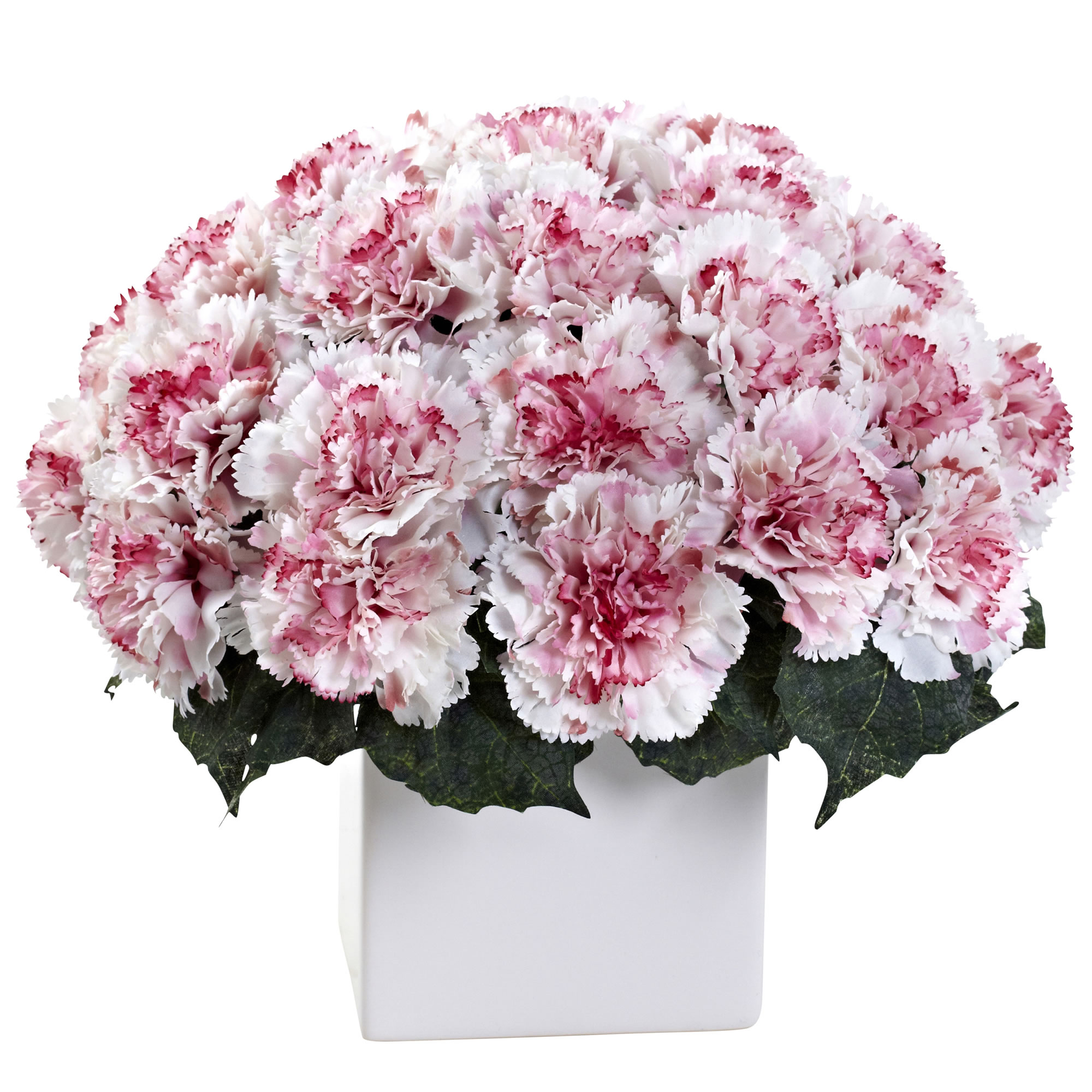 Nearly Natural Carnation Arrangement with Vase - Walmart.com