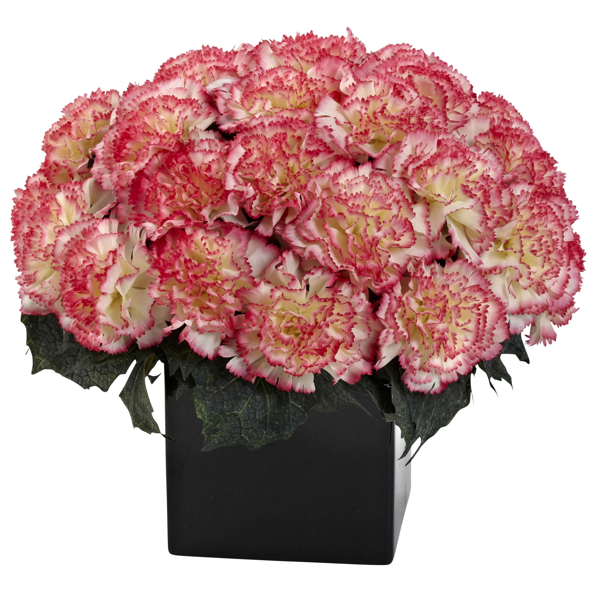 Nearly Natural Carnation Artificial Arrangement with Vase, Cream Pink ...