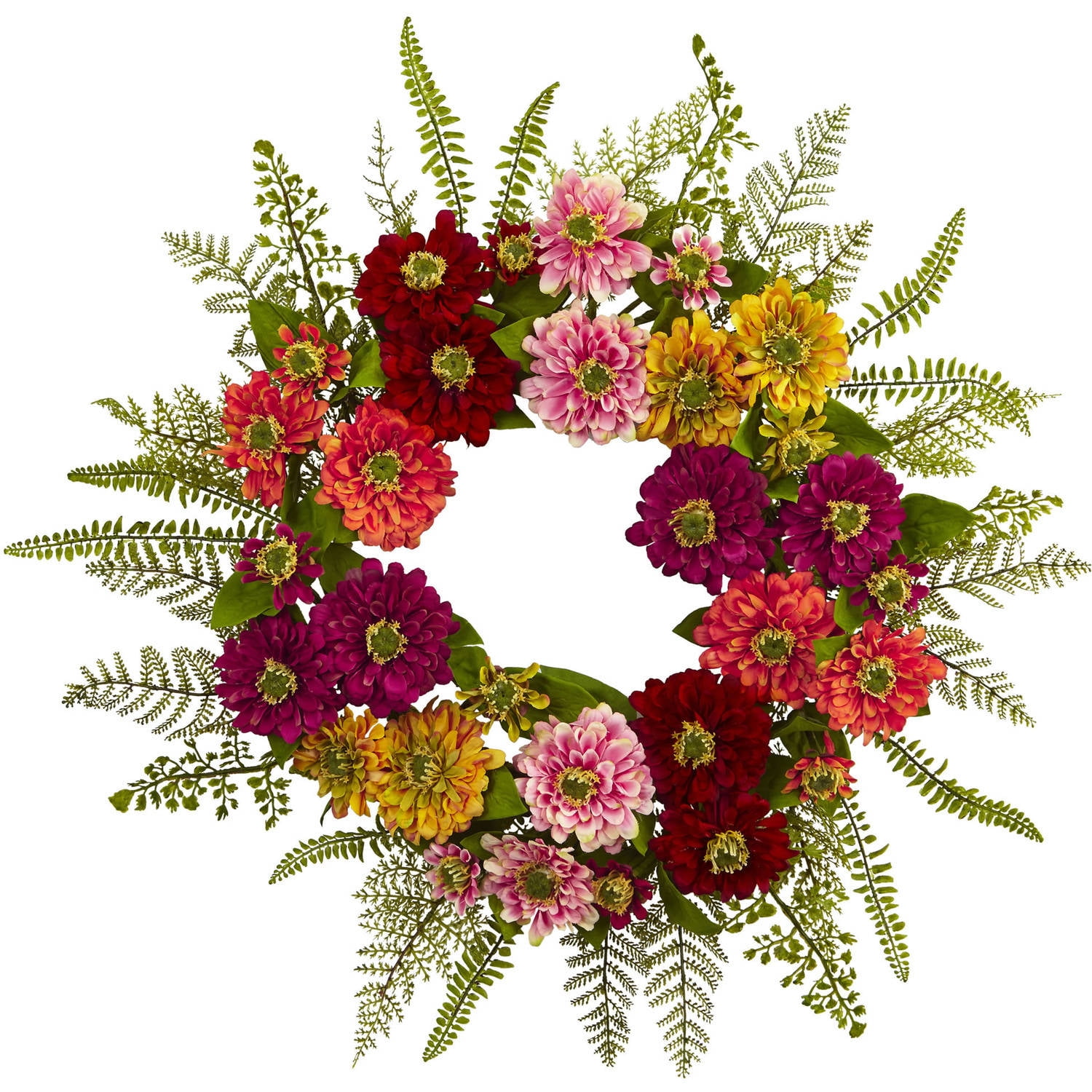 Nearly Natural Mixed Flower Wreath in Multi-Color - Walmart.com