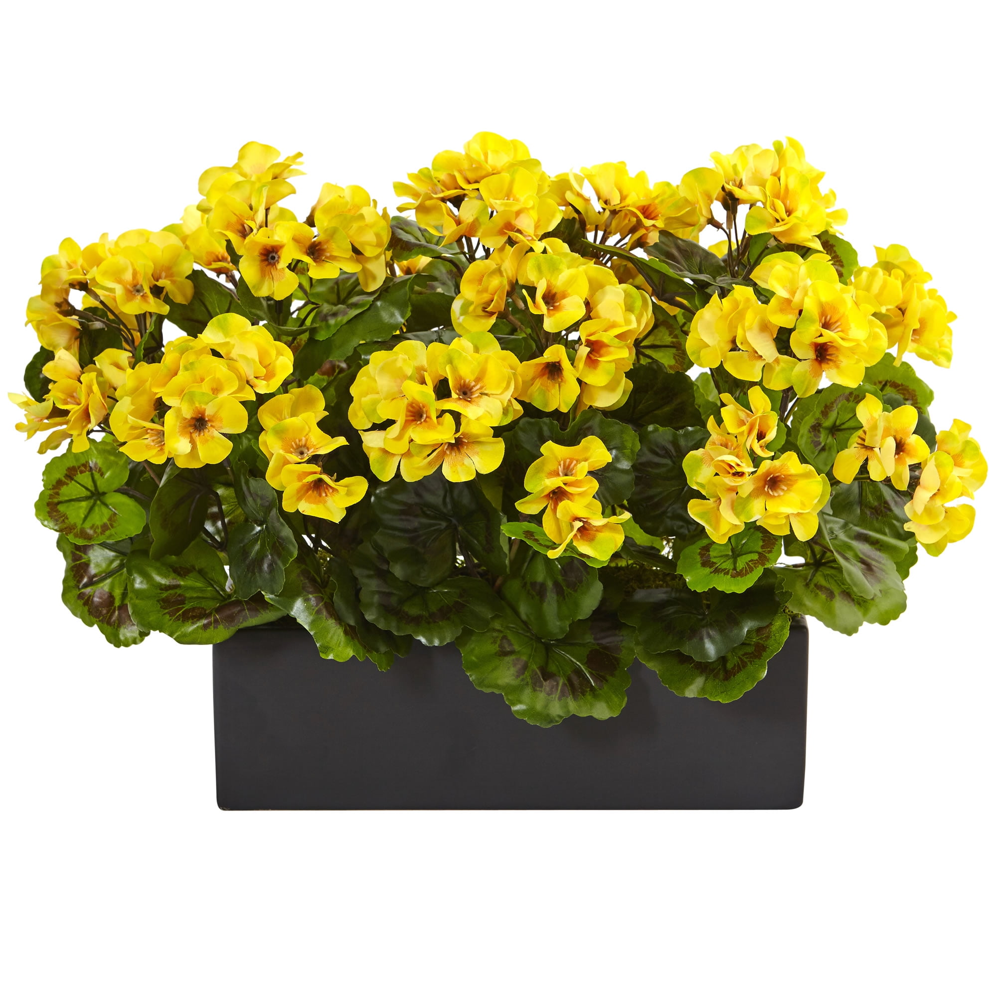 Nearly Natural Geranium Silk Plant in Rectangular Planter, UV Resistant ...