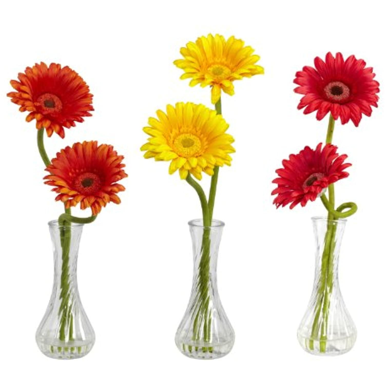 Nearly Natural Gerber Daisy with Bud Vase, Assorted 1, 3pc - Walmart.com