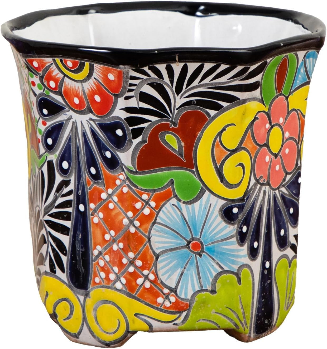 Handcrafted Mexican Talavera Ceramic Planter - 9.5in x 10in, Vibrant ...