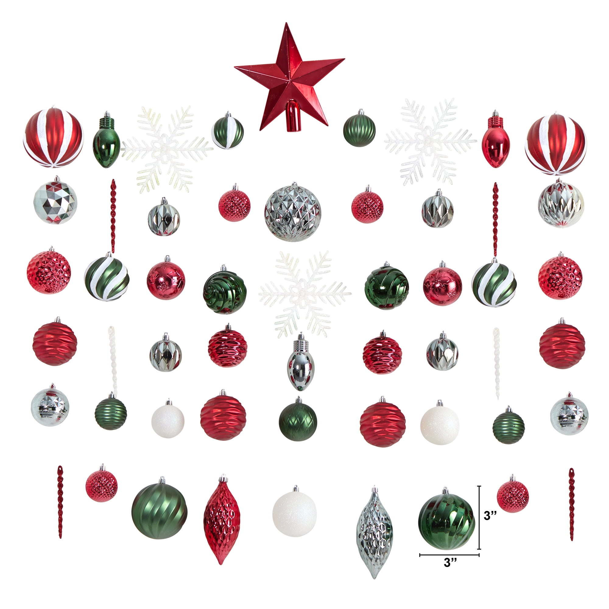 Natural Shatterproof Christmas Tree Ornament Set - 100 Count - Walmart.com