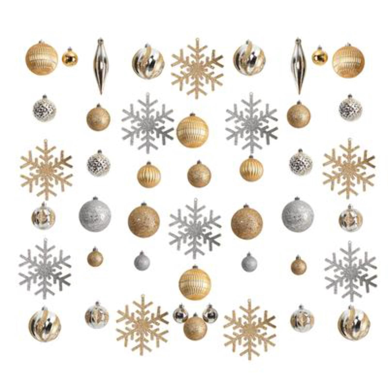 Nearly Natural Holiday Deluxe Shatterproof, 60 Count Christmas Tree ...