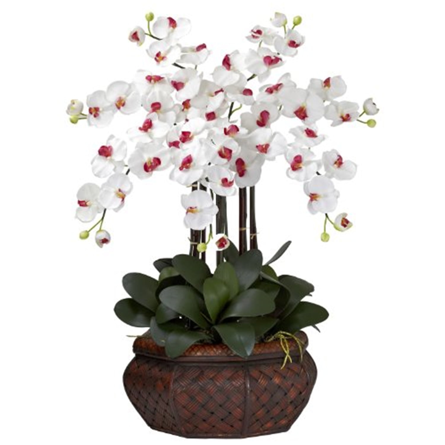 Nearly Natural Large Phalaenopsis Silk Flower Arrangement, White ...
