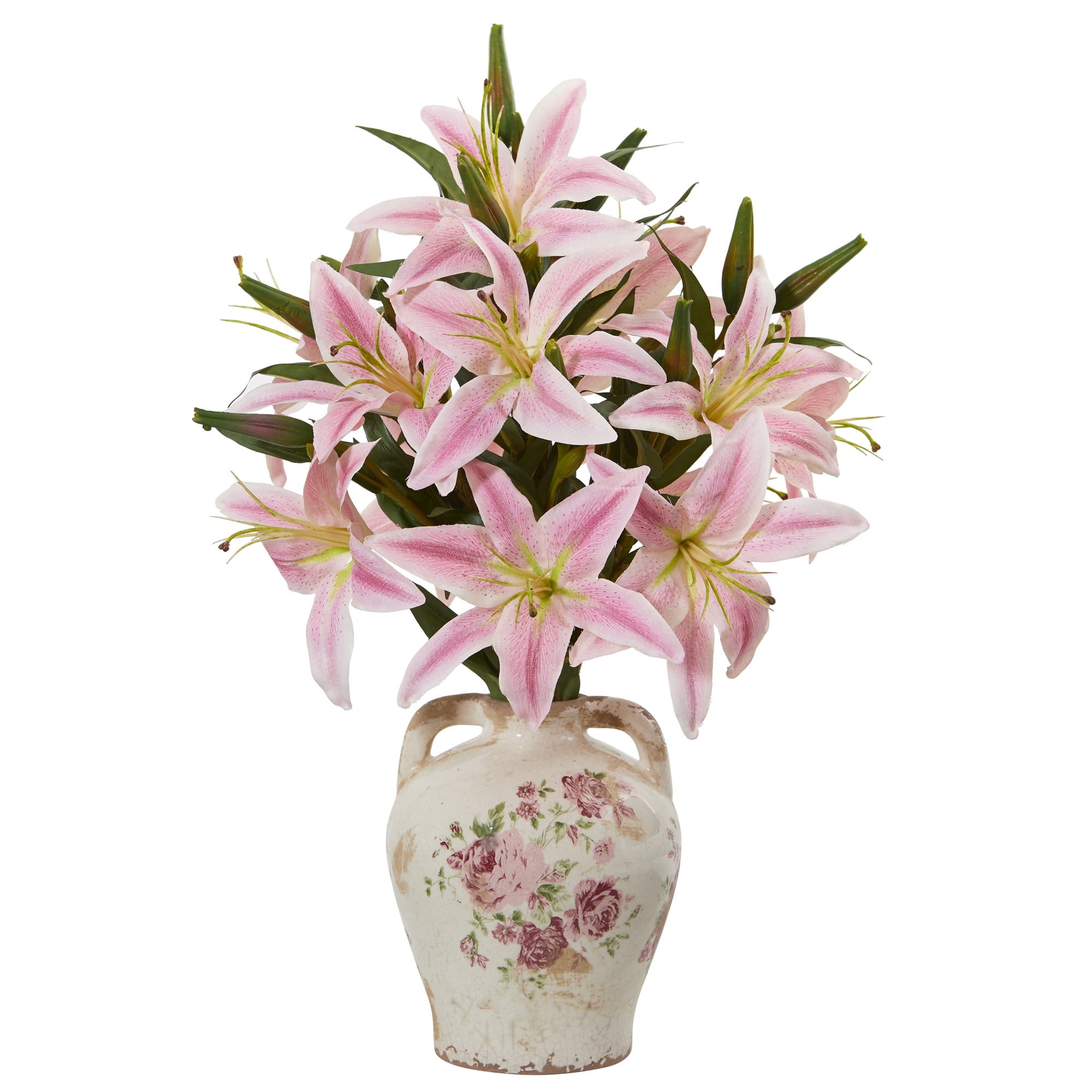 Nearly Natural Lily Artificial Arrangement in Floral Jar - Walmart.com