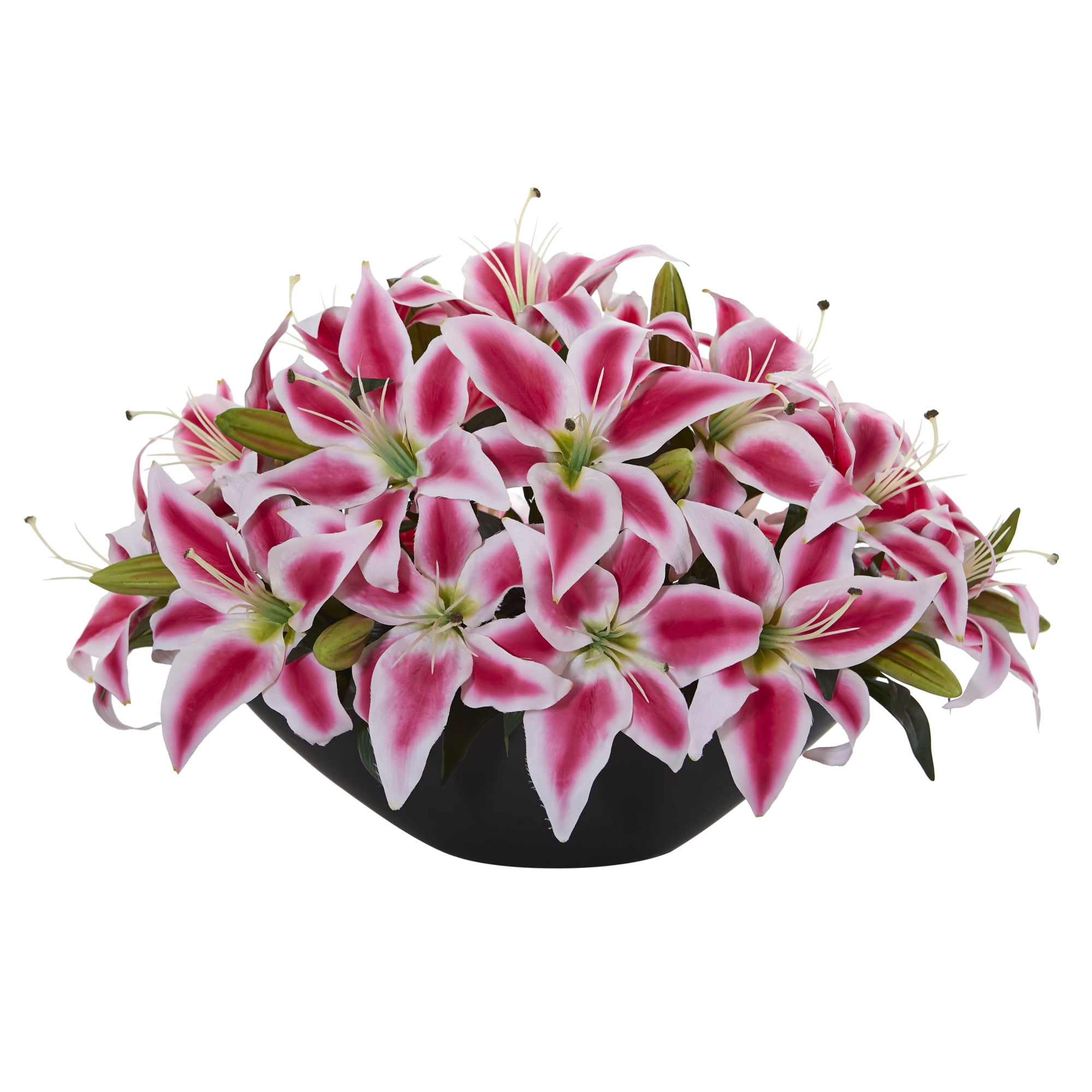 Nearly Natural Lily Centerpiece Artificial Floral Arrangement - Walmart.com