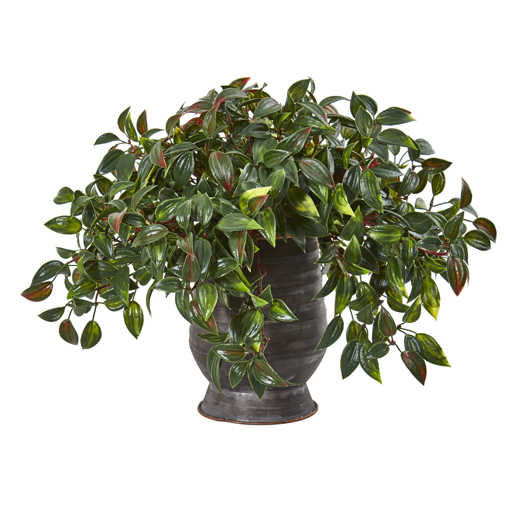 Nearly Natural Mini Melon Artificial Plant in Ribbed Metal Planter UV ...