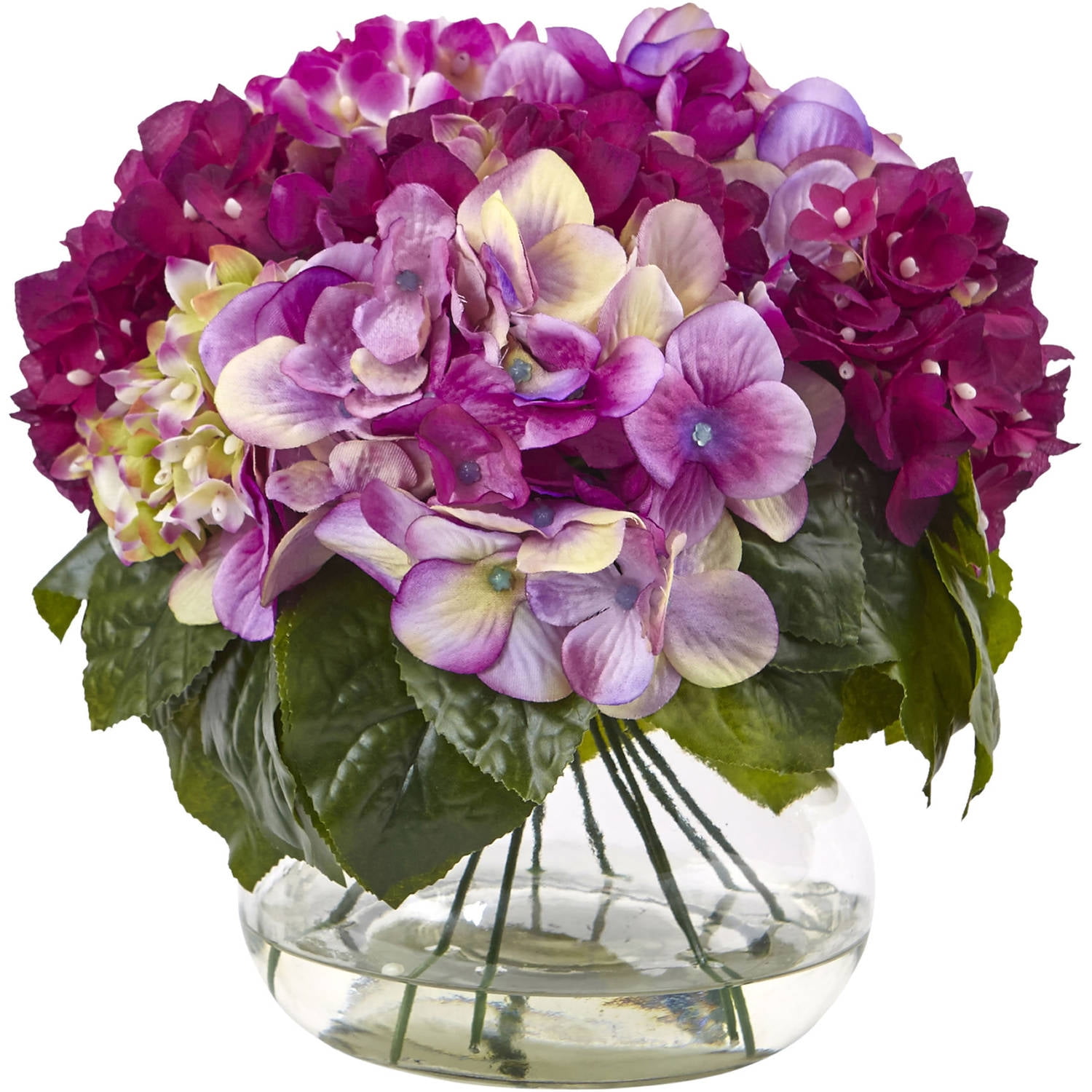 Nearly Natural Pink Hydrangea Flower with Vase - Multi-Tone - Walmart.com