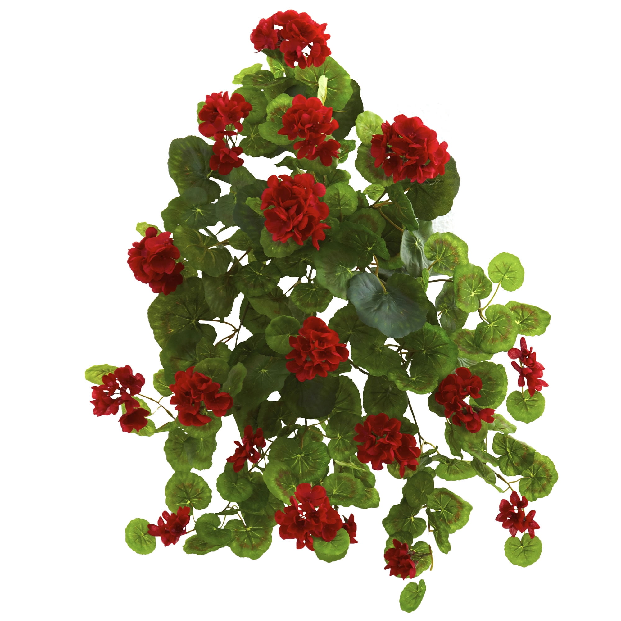 Nearly Natural Plastic 26" Geranium Artificial Plant (Set of 2), Red ...