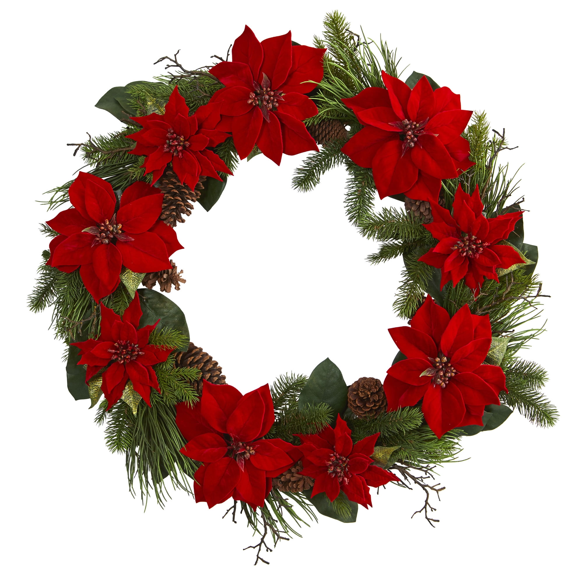Nearly Natural Polyester Holiday Wreath, 36" (Assorted Colors ...