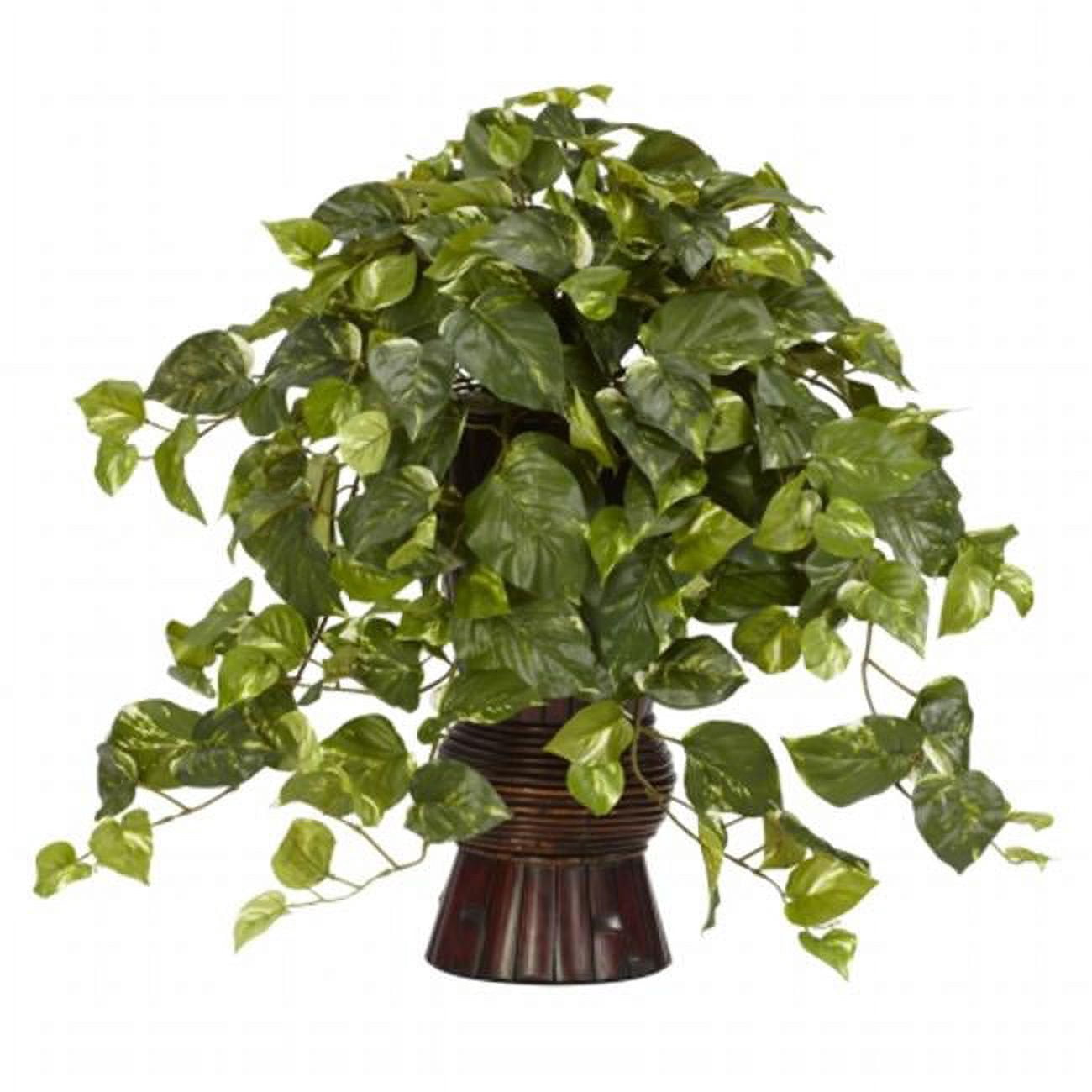 Nearly Natural Pothos with Bamboo Vase Silk Plant - Walmart.com