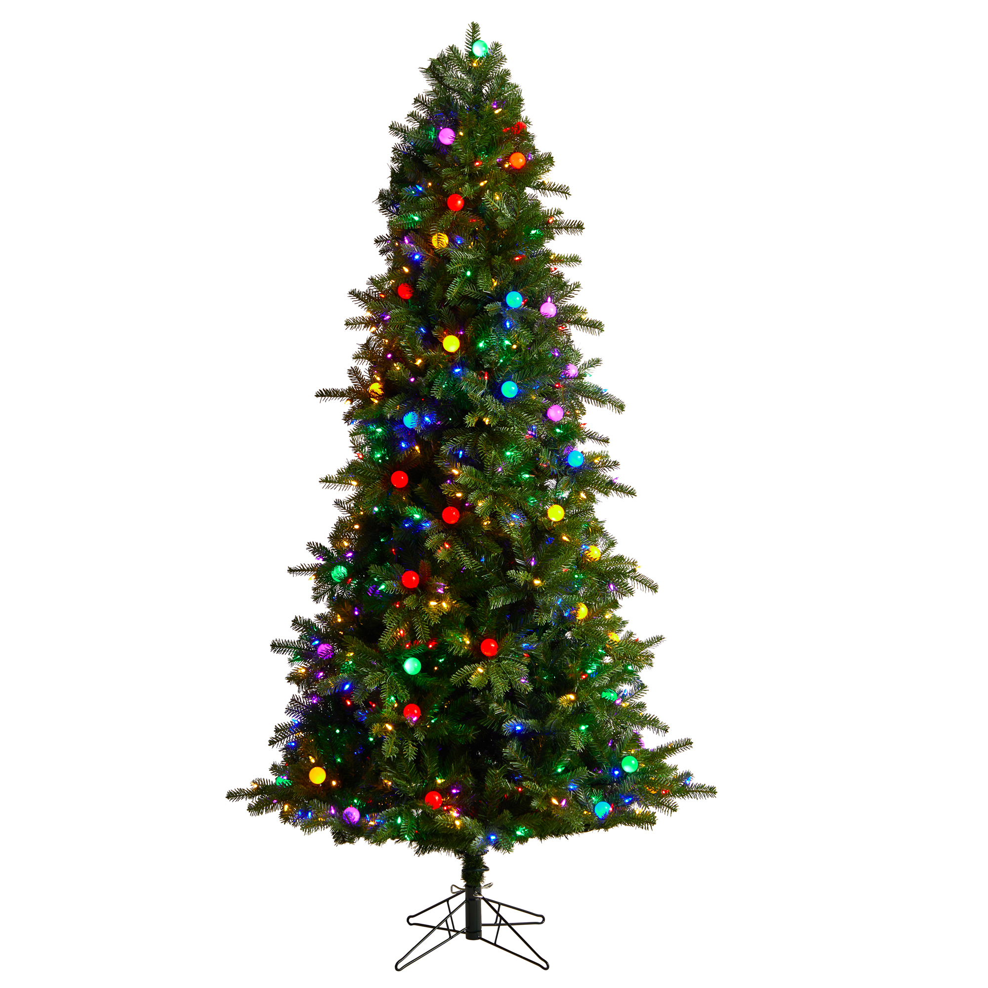 Nearly Natural Prelit LED Green Decorated Fir Christmas Tree, with ...