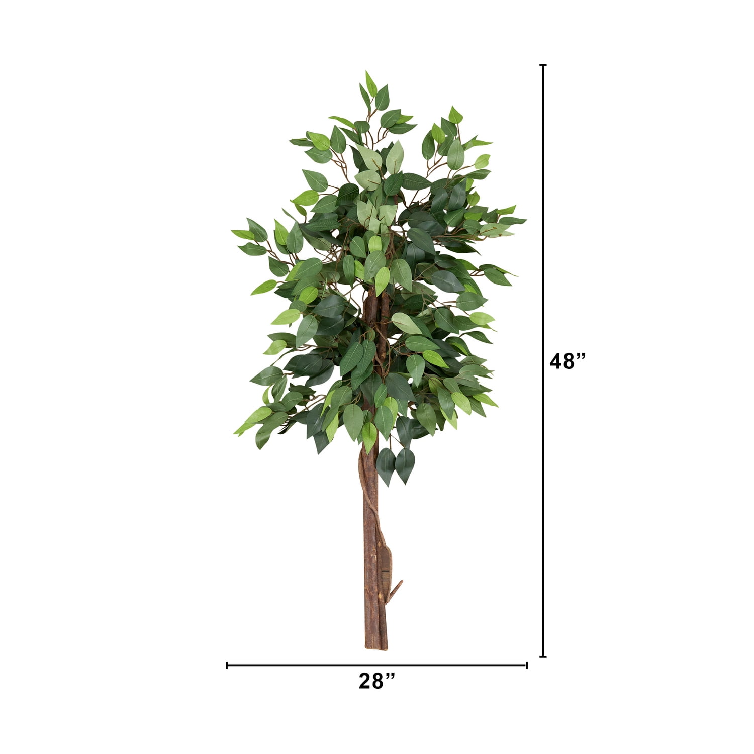 Nearly Natural T2749 4 ft. Artificial Double Trunk Ficus Tree, Green ...
