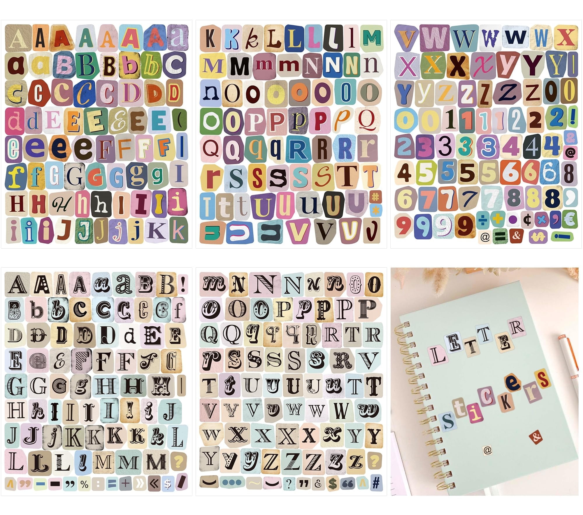 Neasyth 372 Pcs Letter Stickers for Scrapbooking Supplies, Vintage ...