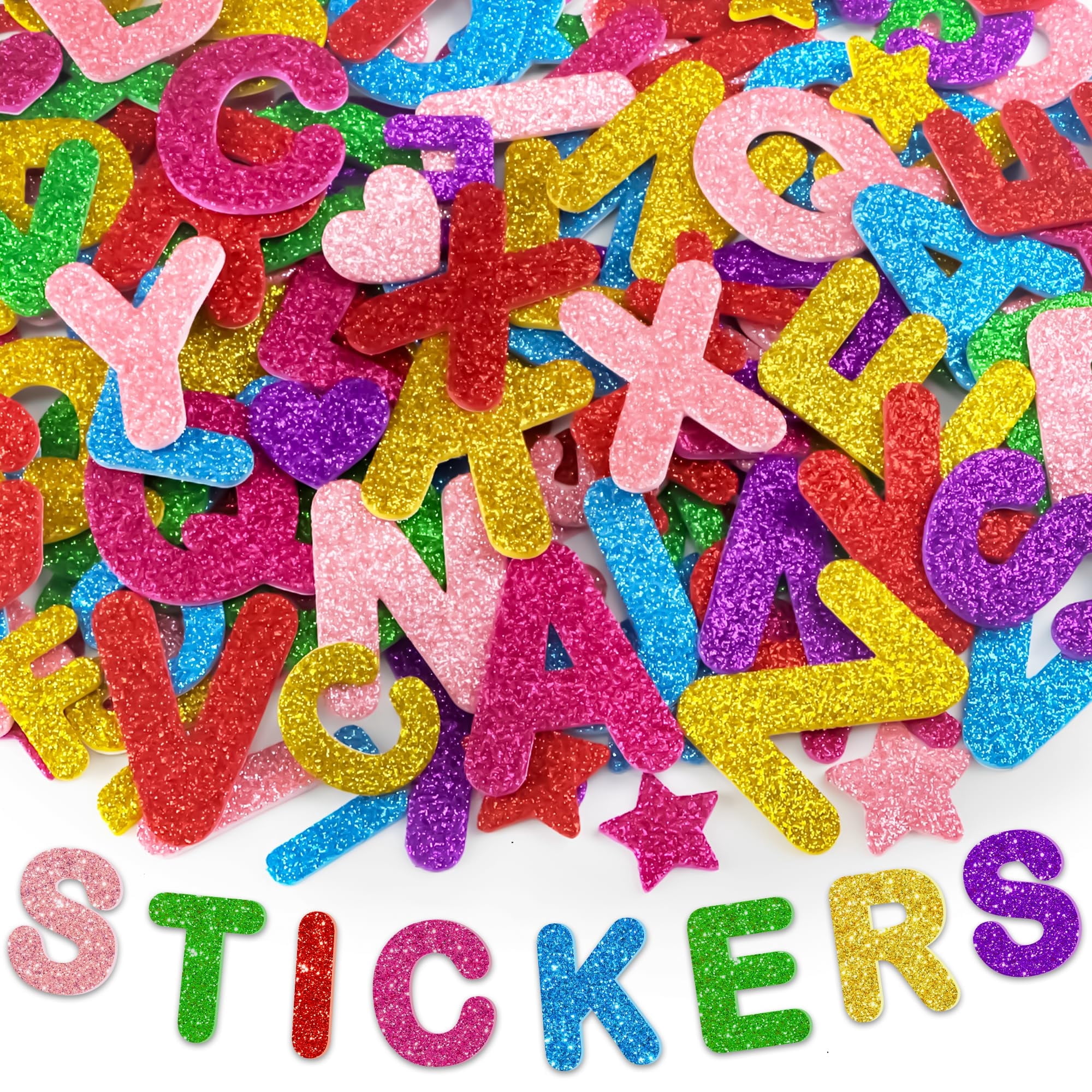 Neasyth, Glitter Foam Letter Stickers, 448 pcs, 7 Colors - Walmart.com