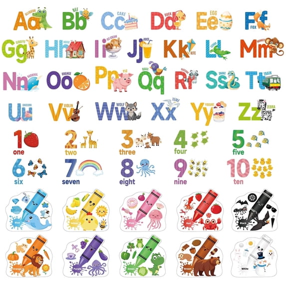 Neasyth Alphabet Stickers, Animal ABC Letters Number Wall Decals Peel ...